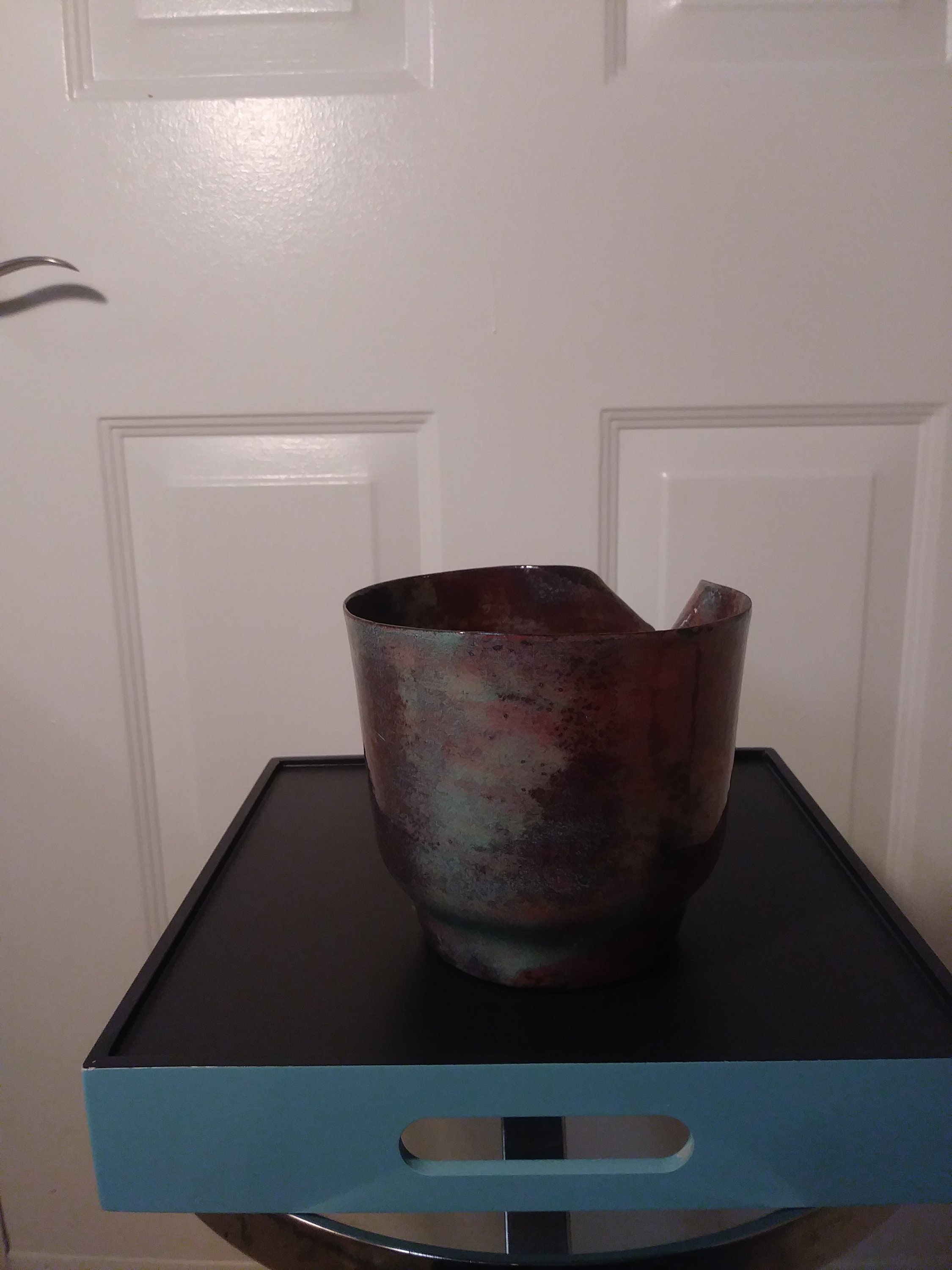 Copper Enamel Vase / Wine Cooler / Planter Made by Artist Barbara Culp ...