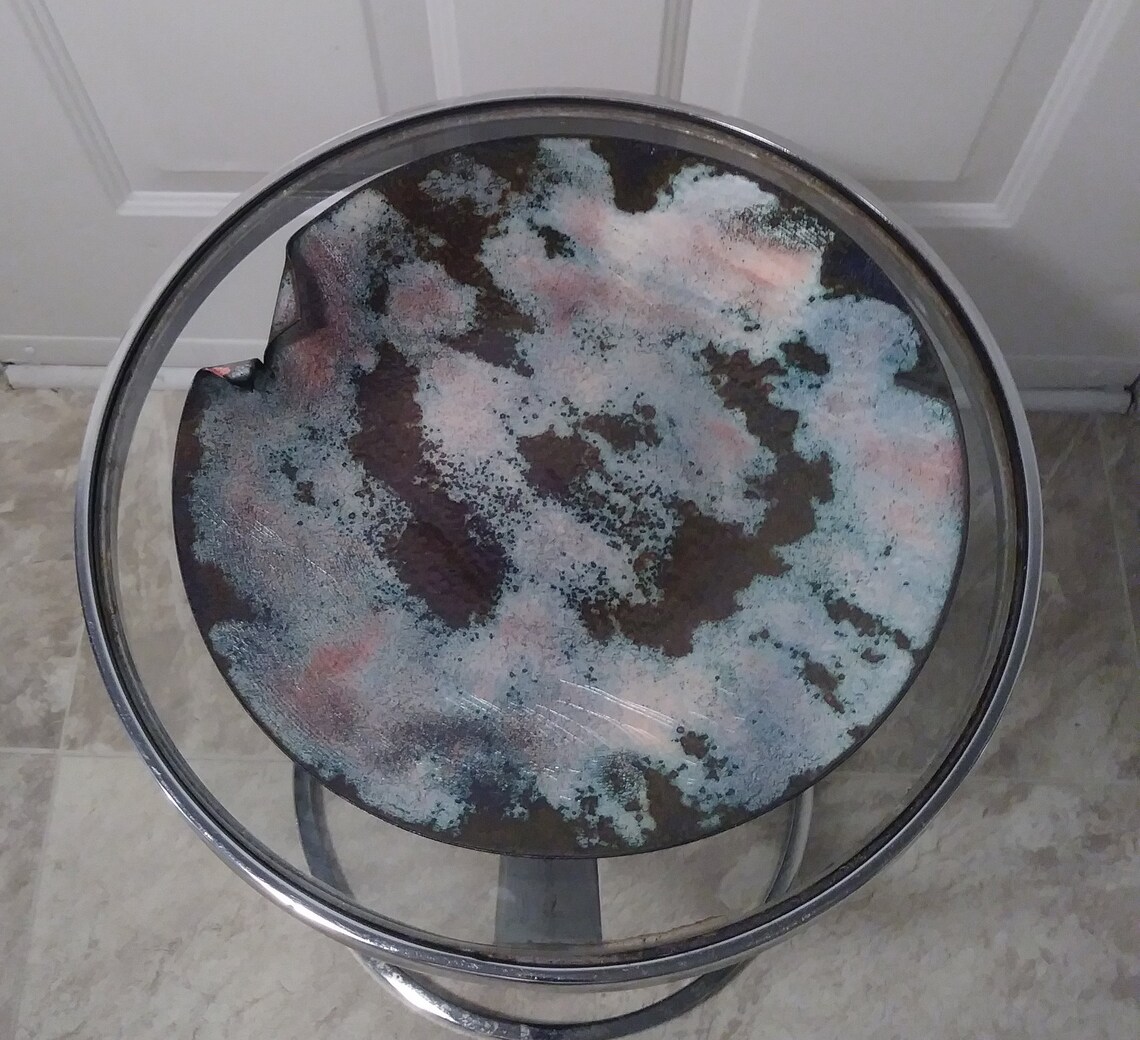Copper Enamel Serving Platter Made by Artist Barbara Culp. - Etsy