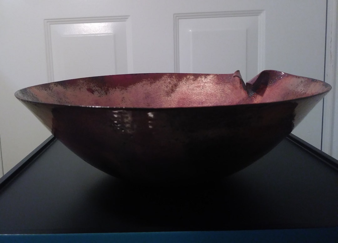 Copper Enamel Serving Bowl Made by Artist Barbara Culp. - Etsy