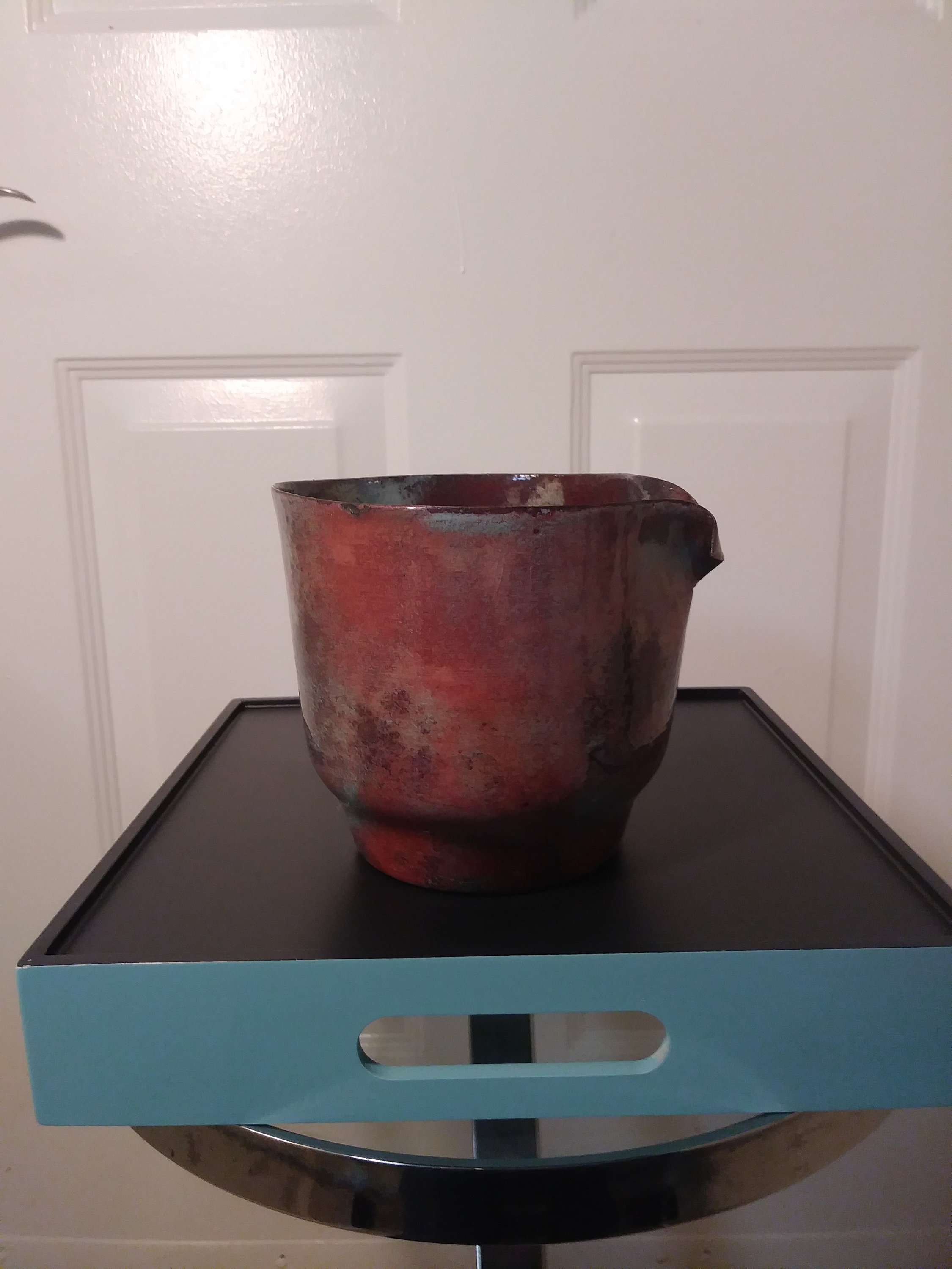 Copper Enamel Vase / Wine Cooler / Planter Made by Artist Barbara Culp ...
