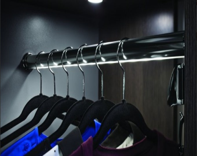 LED Lighted Round Closet Rod Kit With End Supports 1-5/16 Diamerter ...