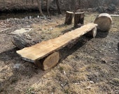 Outdoor Wooden Bench Live Edge Natural Slab Rough Cut on 2 - Etsy