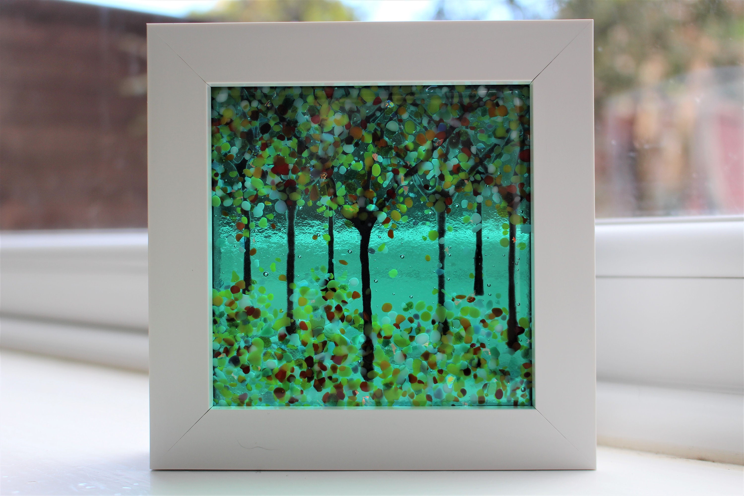 Fused Glass Woodland Tree Picture ‘emerald Dreams’, Gift, Present ...