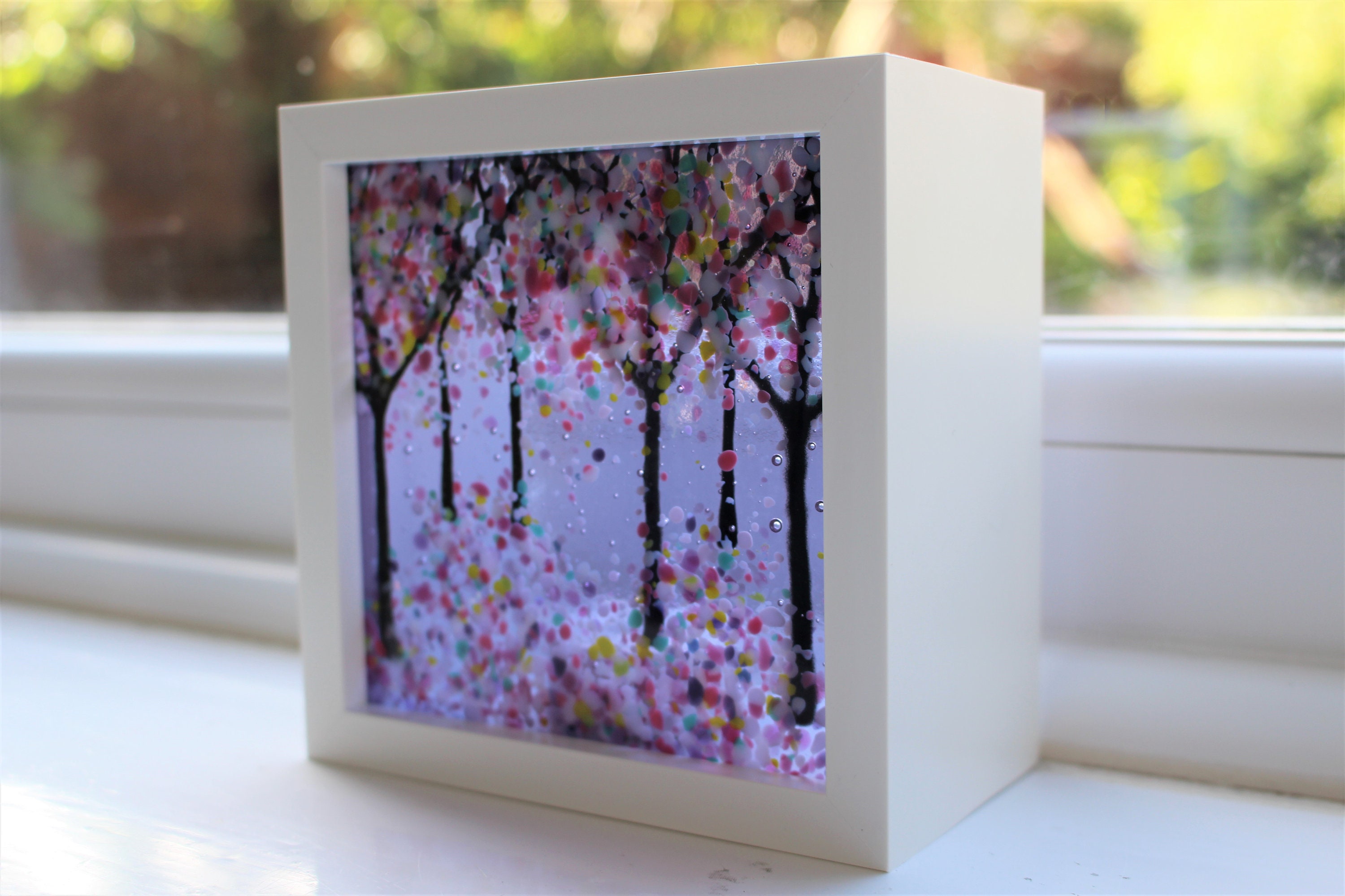 10cm X 10cm Fused Glass Handmade Woodland Framed Picture With - Etsy UK