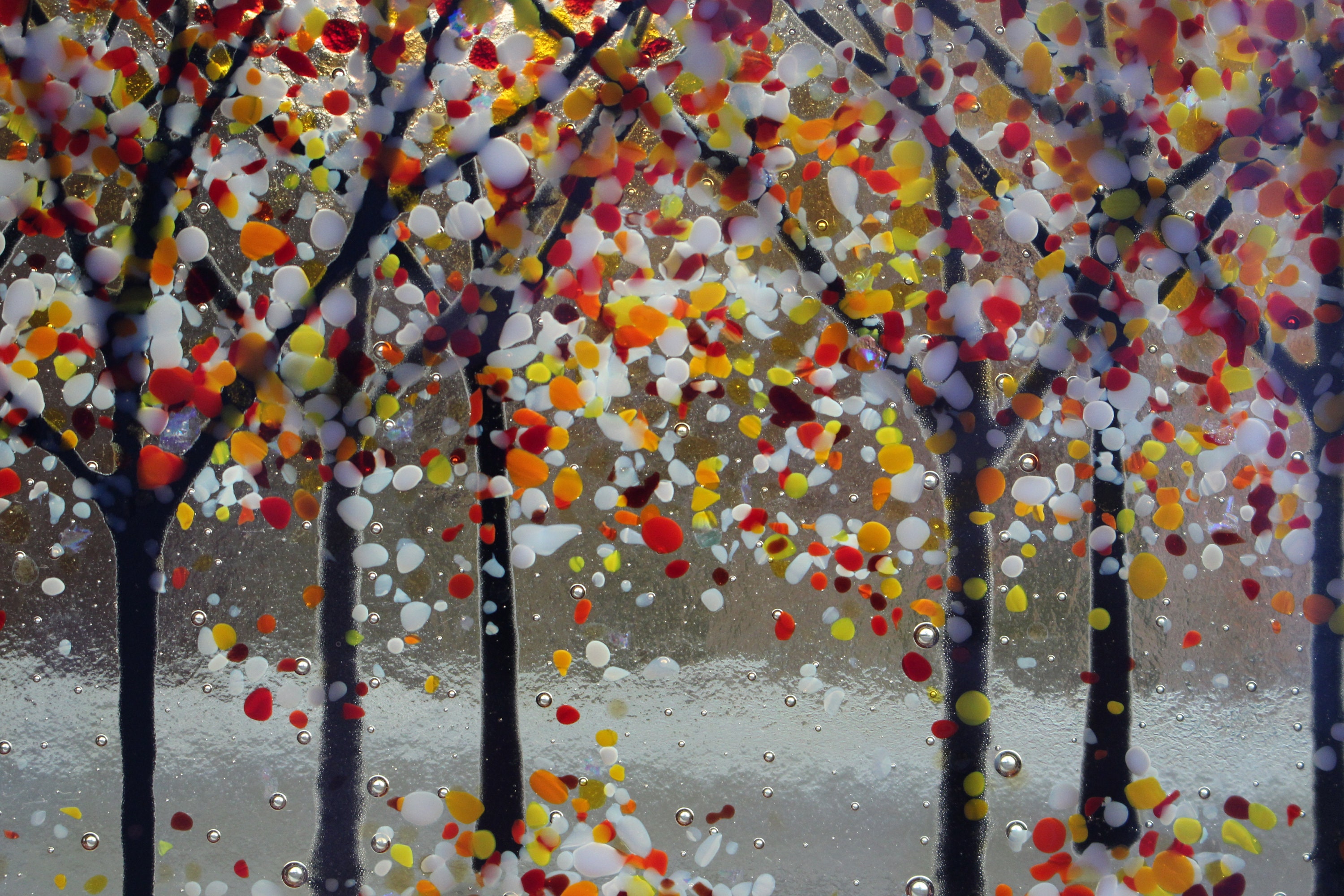 Beautiful Large Fused Glass Woodland Tree Picture golden - Etsy