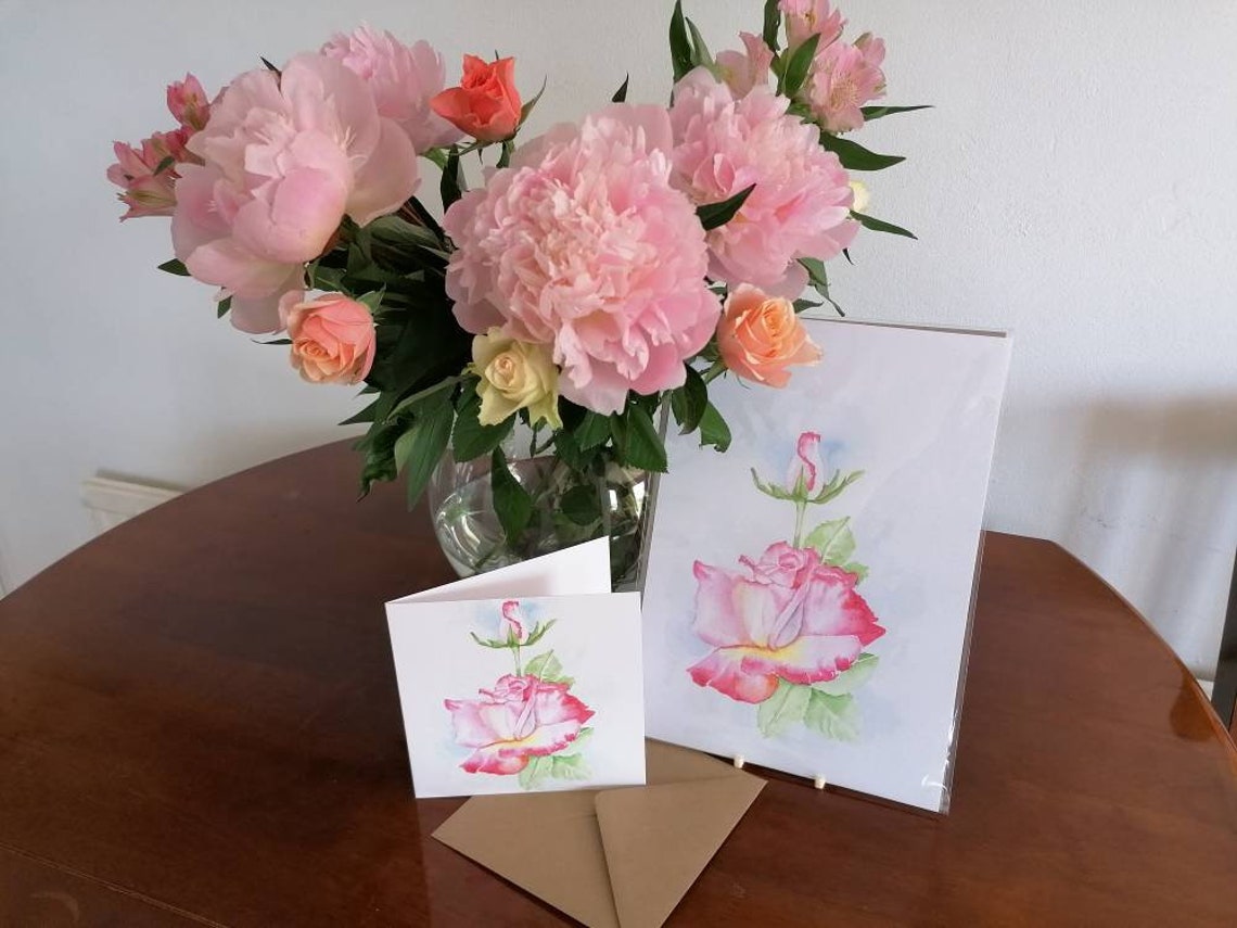 Rose Flower Greeting Card FSC Certified Blank Inside Card | Etsy