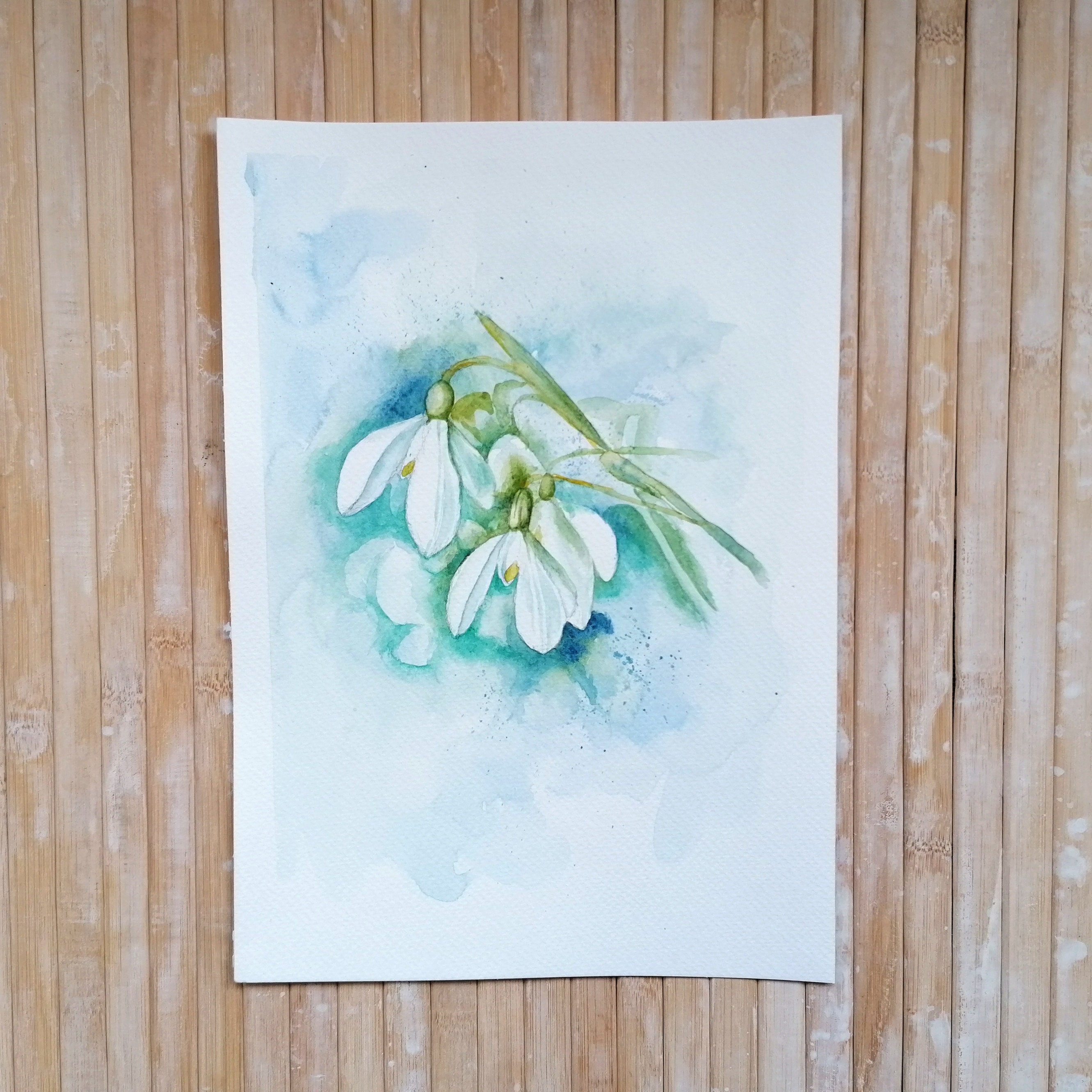 LOVES SNOWDROPS Flower Original Watercolour Painting by ...