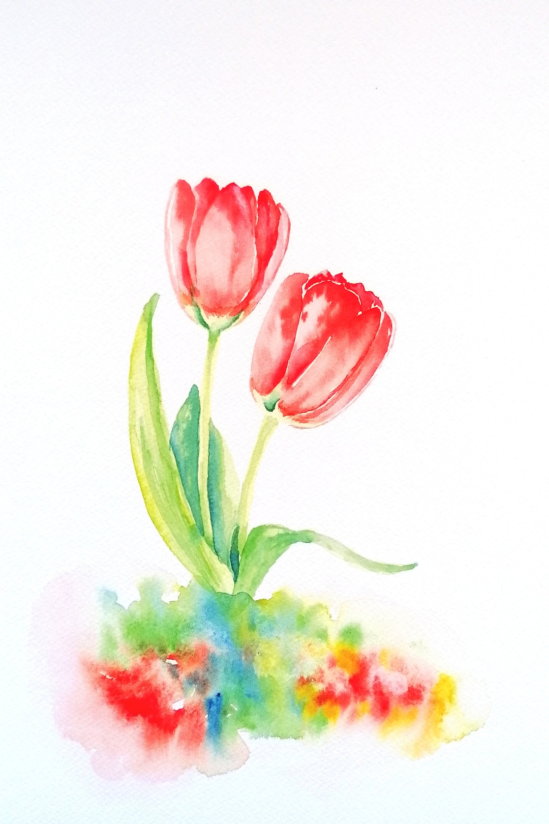 Red Tulip Flower Giclee Print Botanical Fine Art Print of RED TULIPS ...