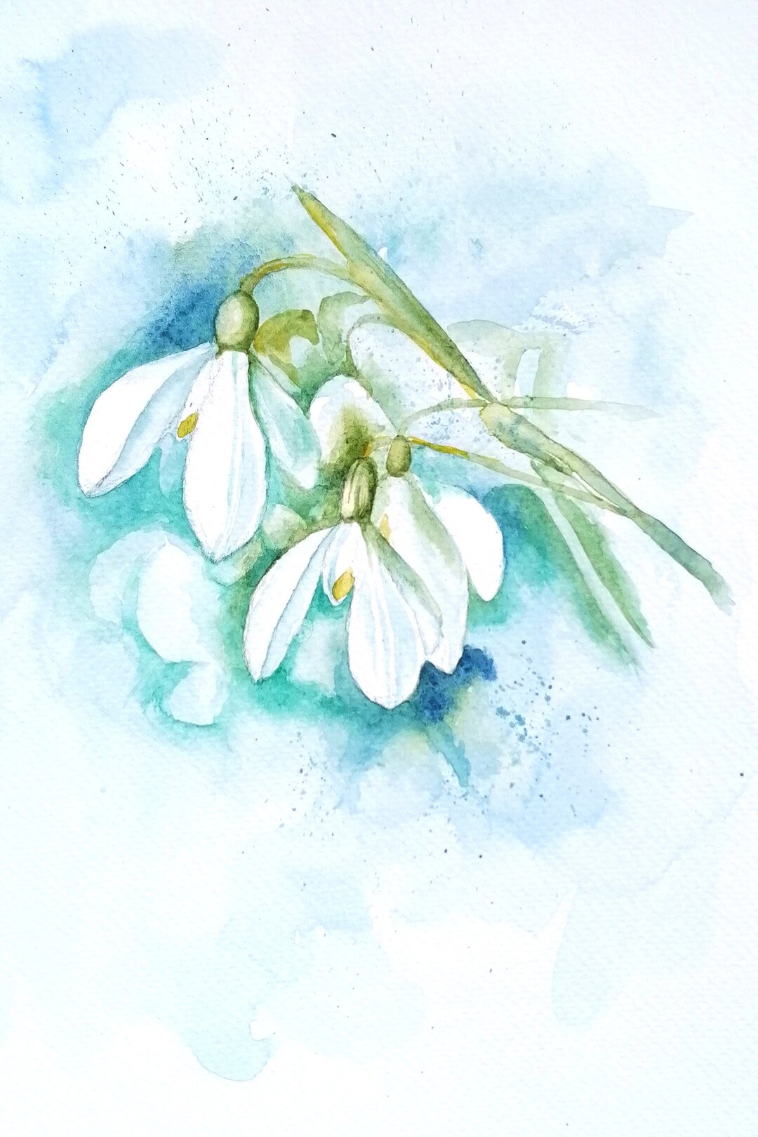 LOVES SNOWDROPS Flower Original Watercolour Painting by ...