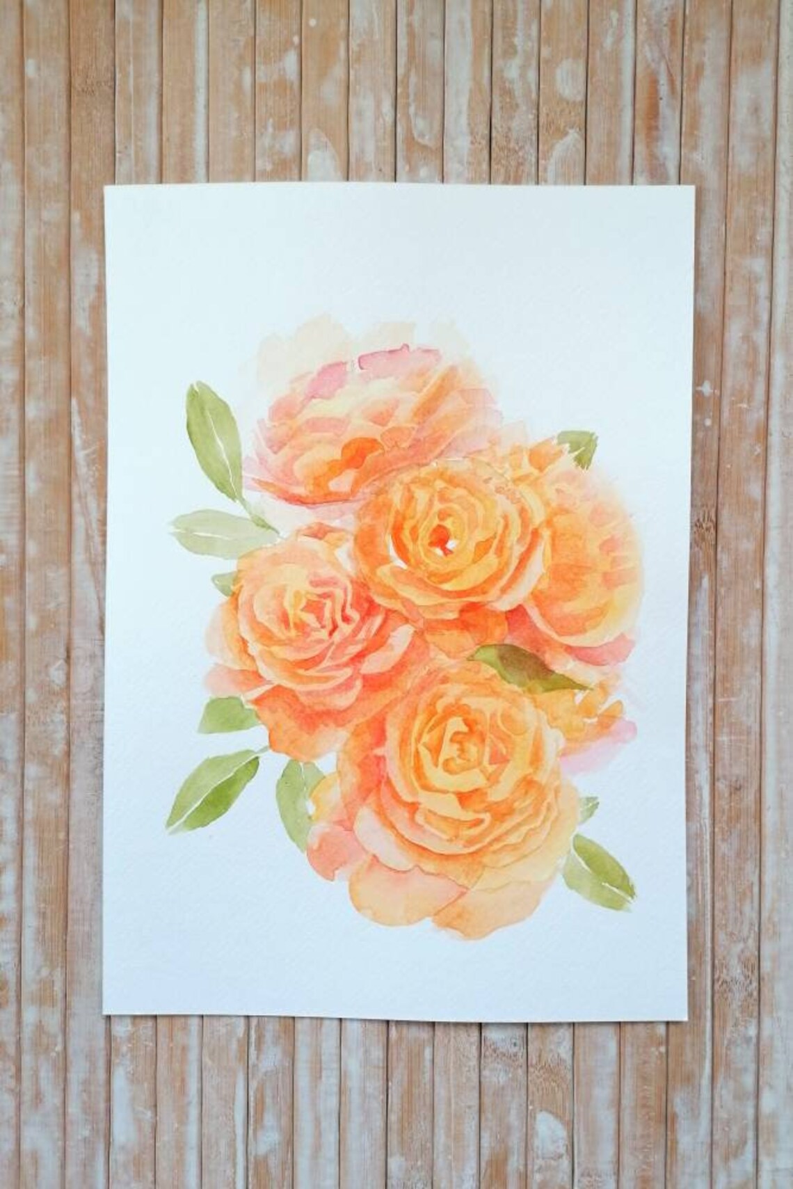 PEACH ROSES Flower Original Watercolour Painting by - Etsy UK