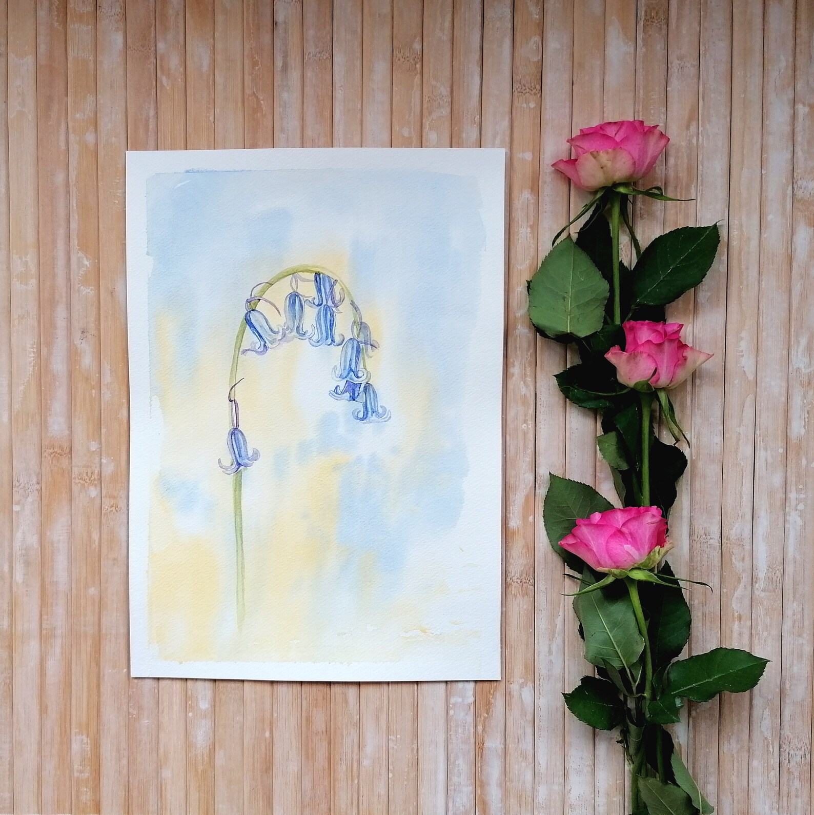 ARCH OF BLUEBELLS, Flower Watercolour Original Painting by ...