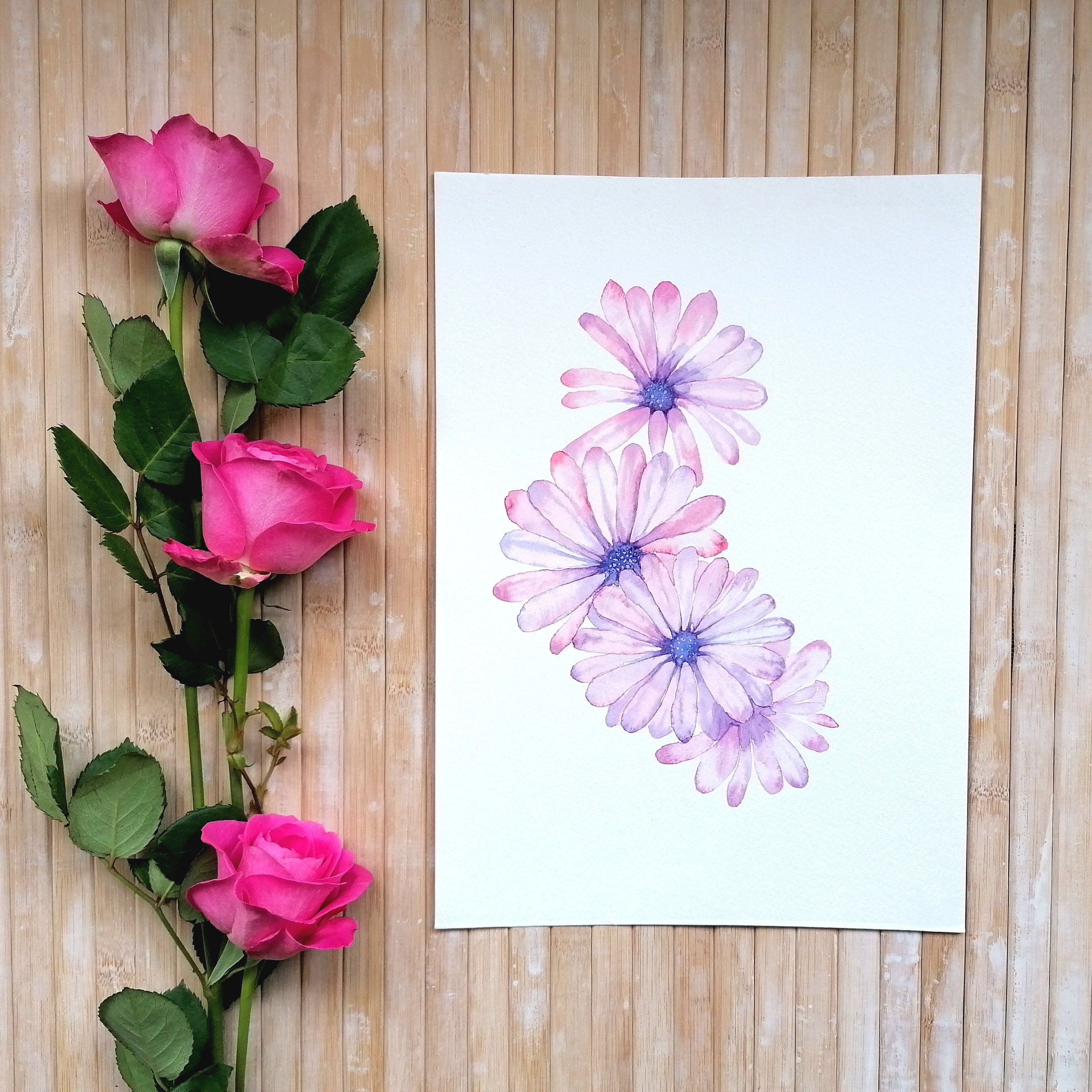 DAISY CHAIN, Flower Original Watercolour Painting by Geetapatelfineart ...