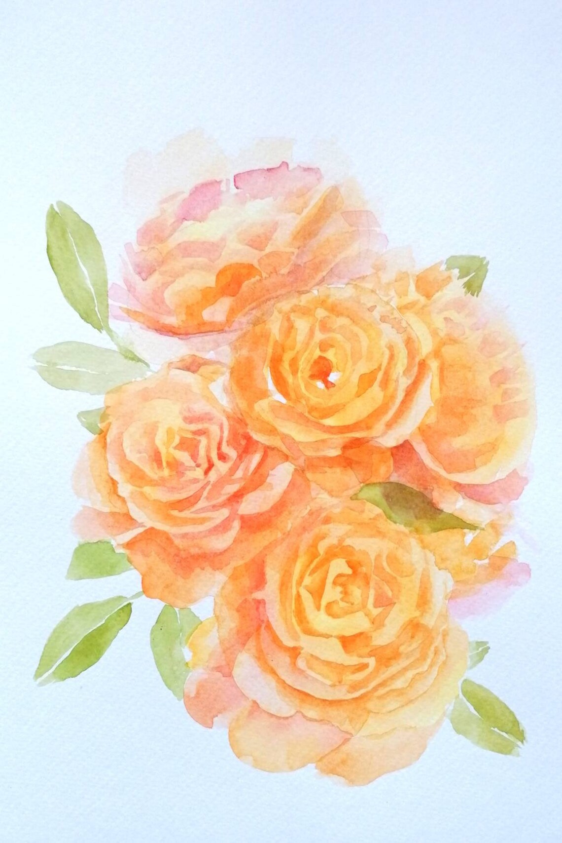 PEACH ROSES Flower Original Watercolour Painting by - Etsy UK