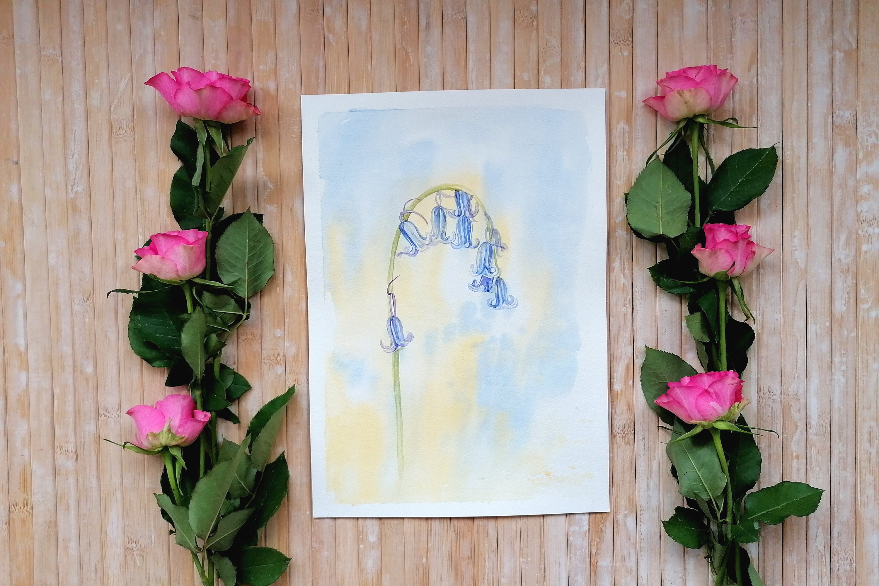 ARCH OF BLUEBELLS, Flower Watercolour Original Painting by ...