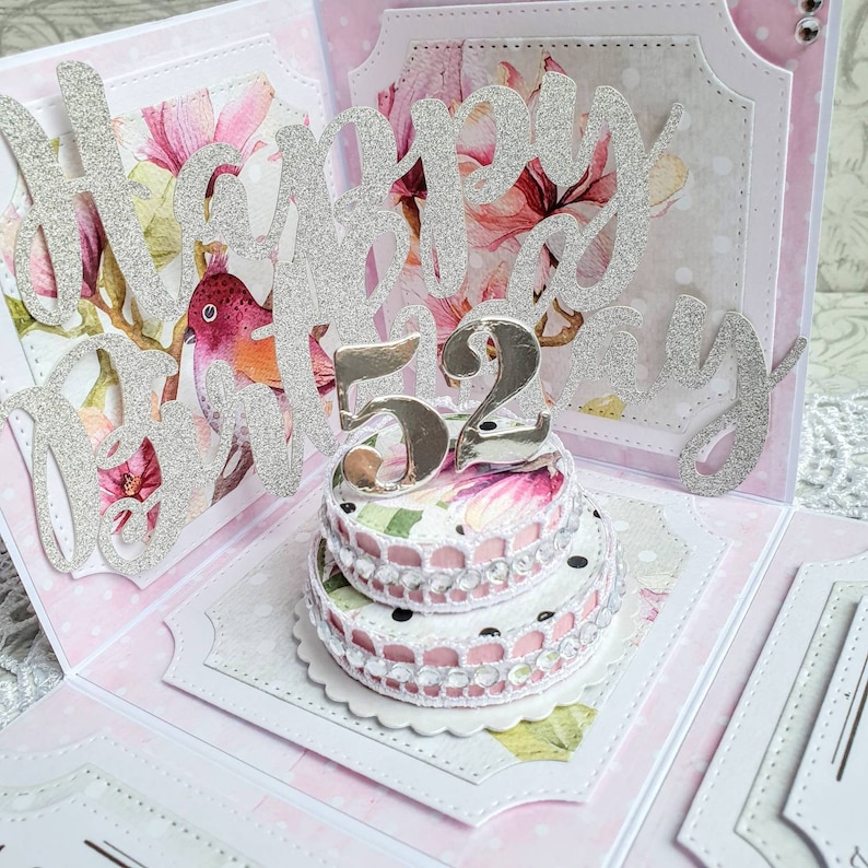 Birthday Exploding Box Birthday Card With Cake 3d Cake Pop - Etsy