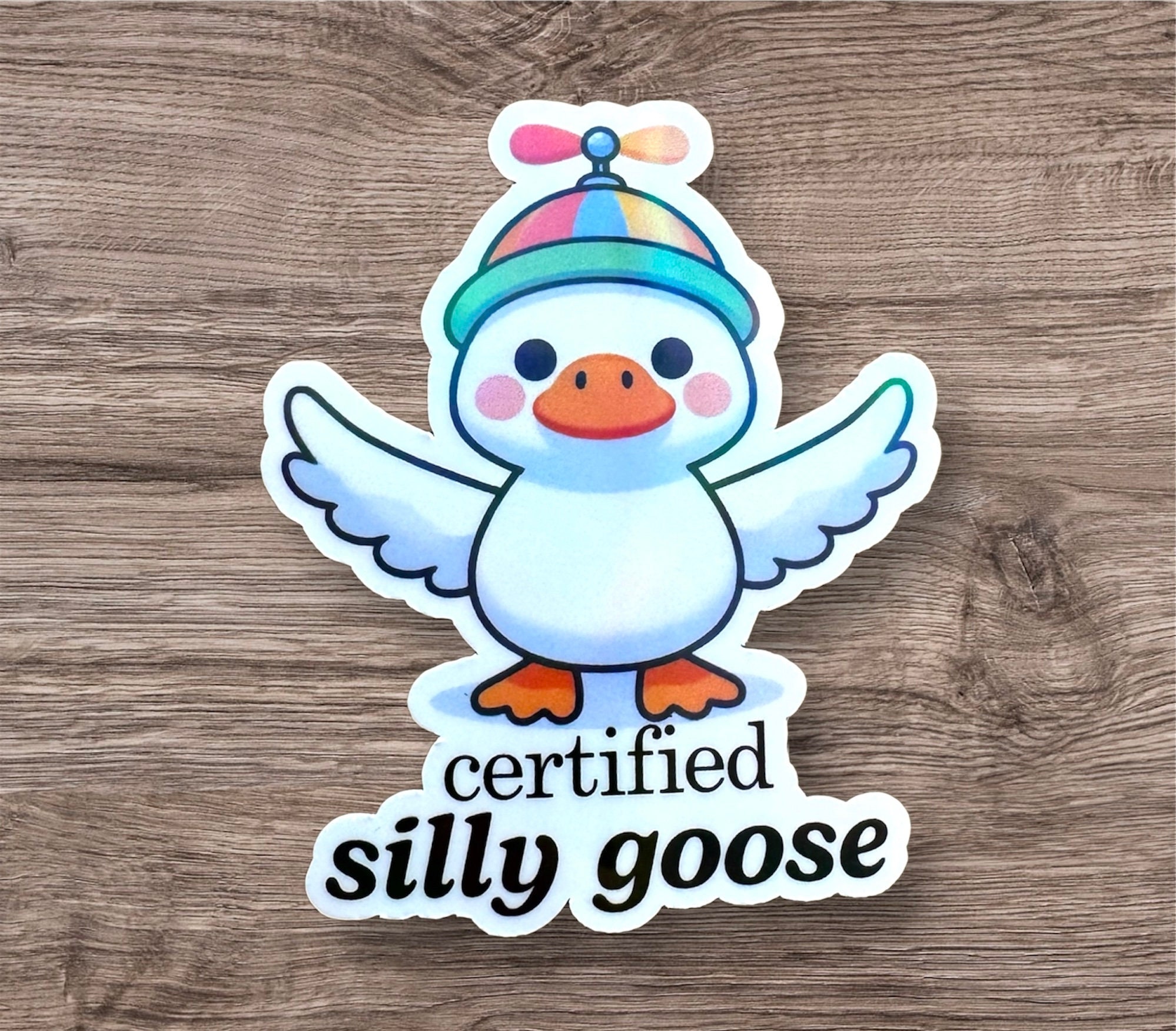 Cute Certified Silly Goose, Goose Sticker : Funny Duck With Propeller ...