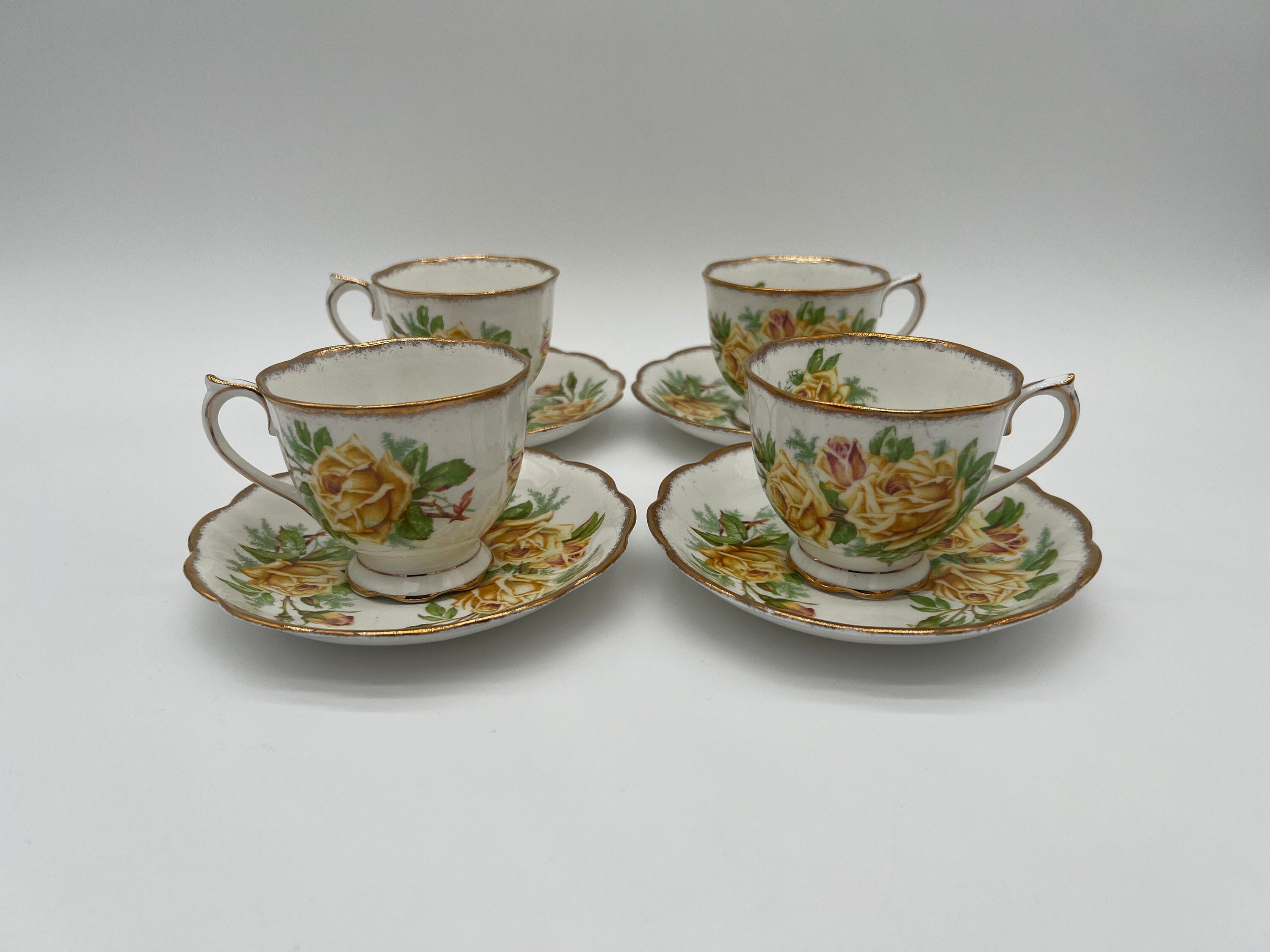 Vintage Royal Albert Yellow Tea Rose Tea Cups With Saucers - Etsy