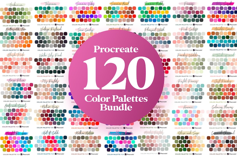 120 Color Palettes for Procreate Bundle Handpicked Color - Etsy