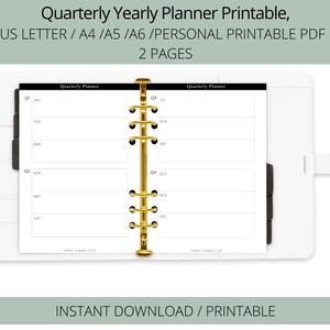 Quarterly Yearly Planner Printable, Yearly Goals & Tasks, Productivity ...