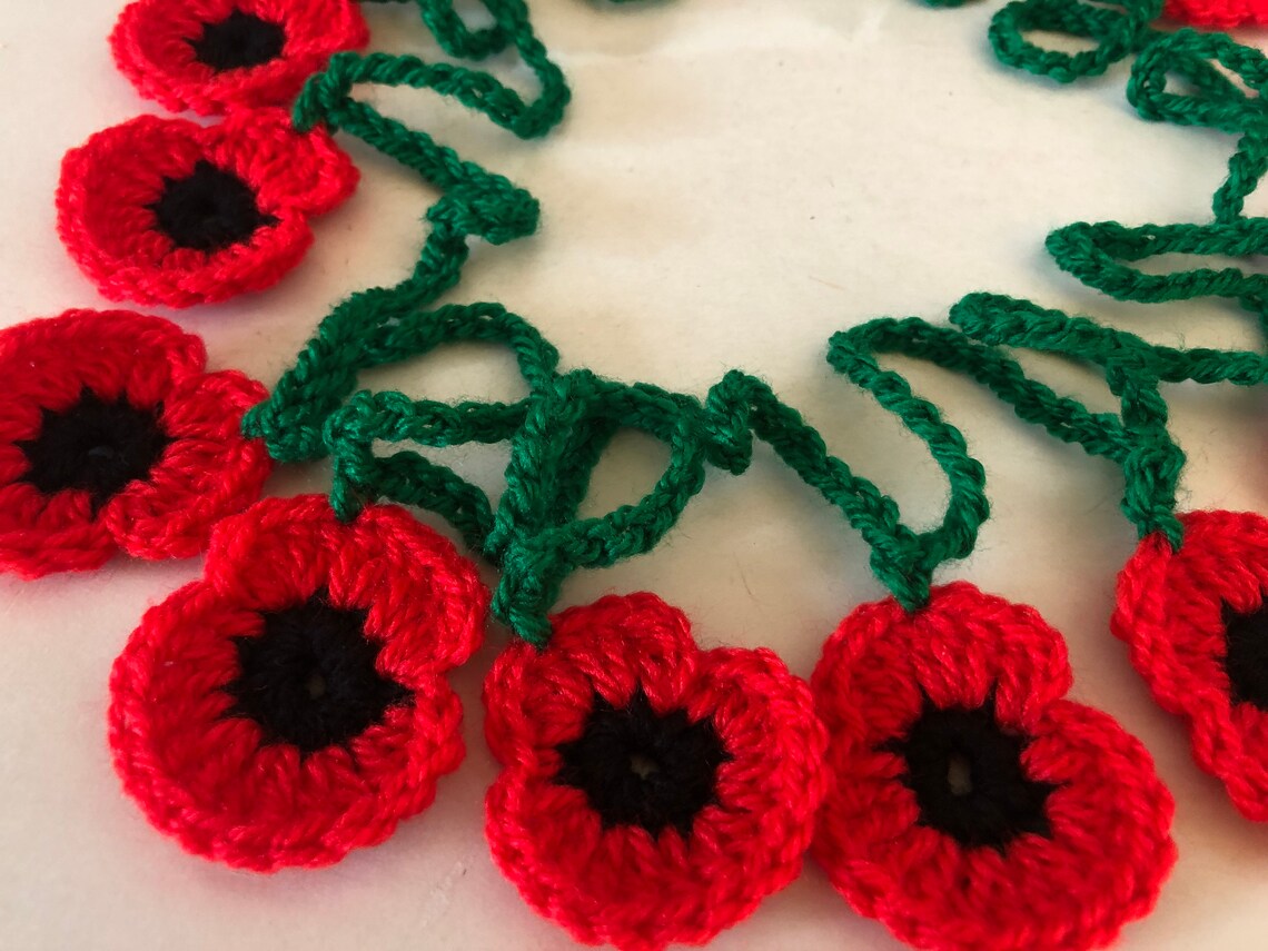 HANDMADE Crochet Poppy's Flowers Garland Wall and Window - Etsy