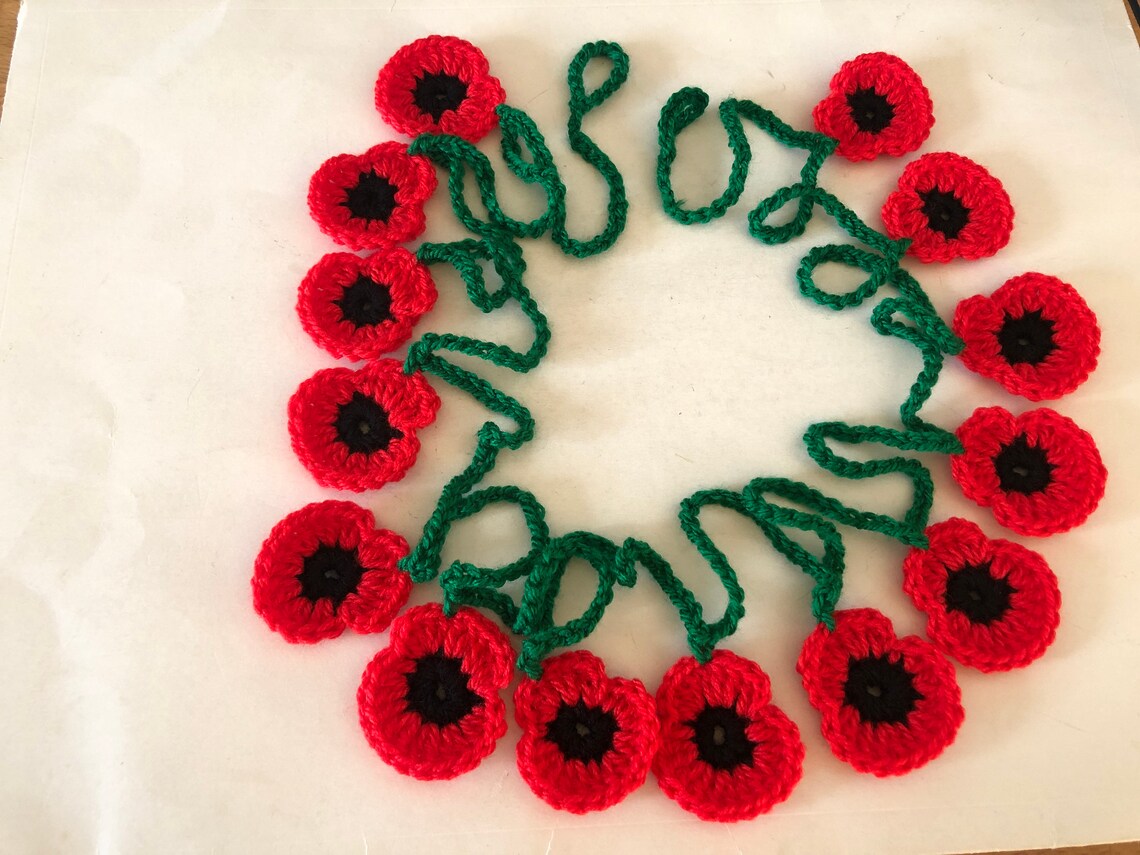 HANDMADE Crochet Poppy's Flowers Garland Wall and Window - Etsy