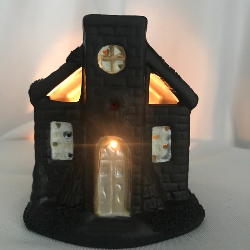 Lighted Ceramic Church - Etsy