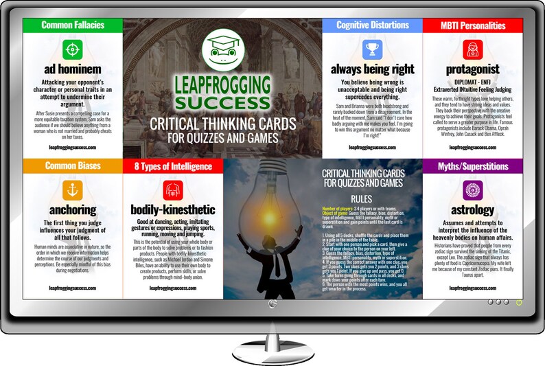 BUNDLE – 5 Pack Printable Critical Thinking Cards - High-res Digital ...