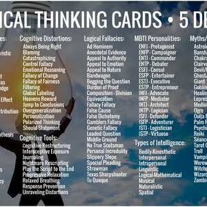 BUNDLE 5 Pack Printable Critical Thinking Cards High-res Digital Flash ...