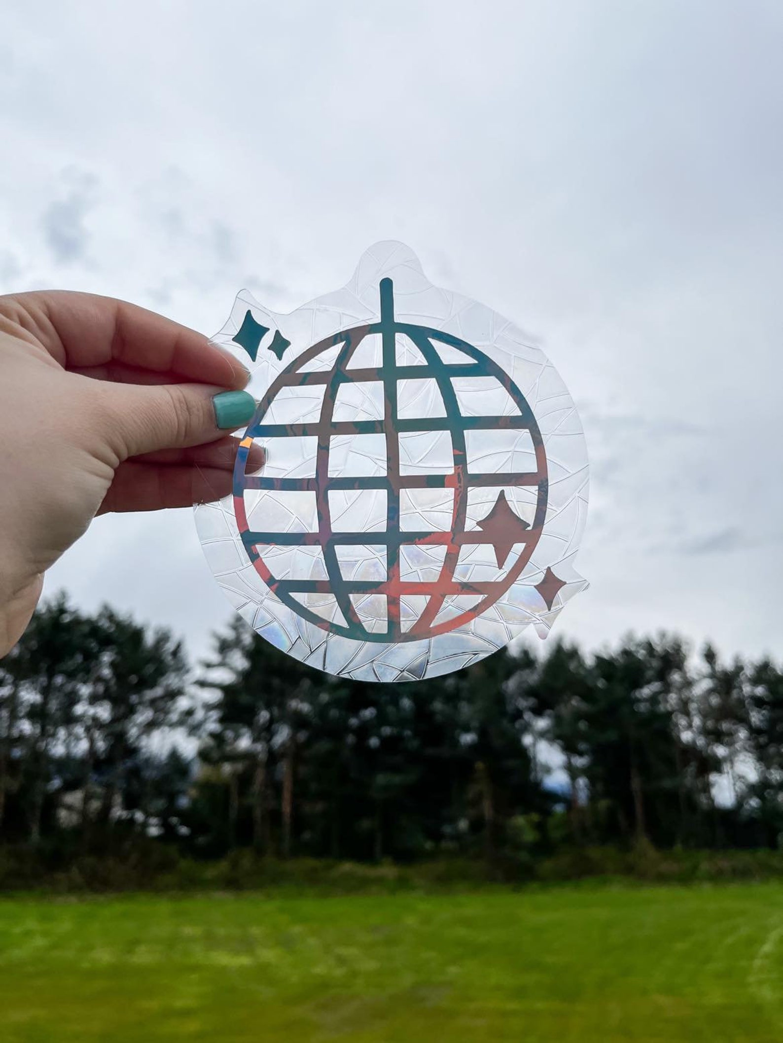 Holographic Disco Inferno Suncatcher Decal Window Cling, Prismatic ...