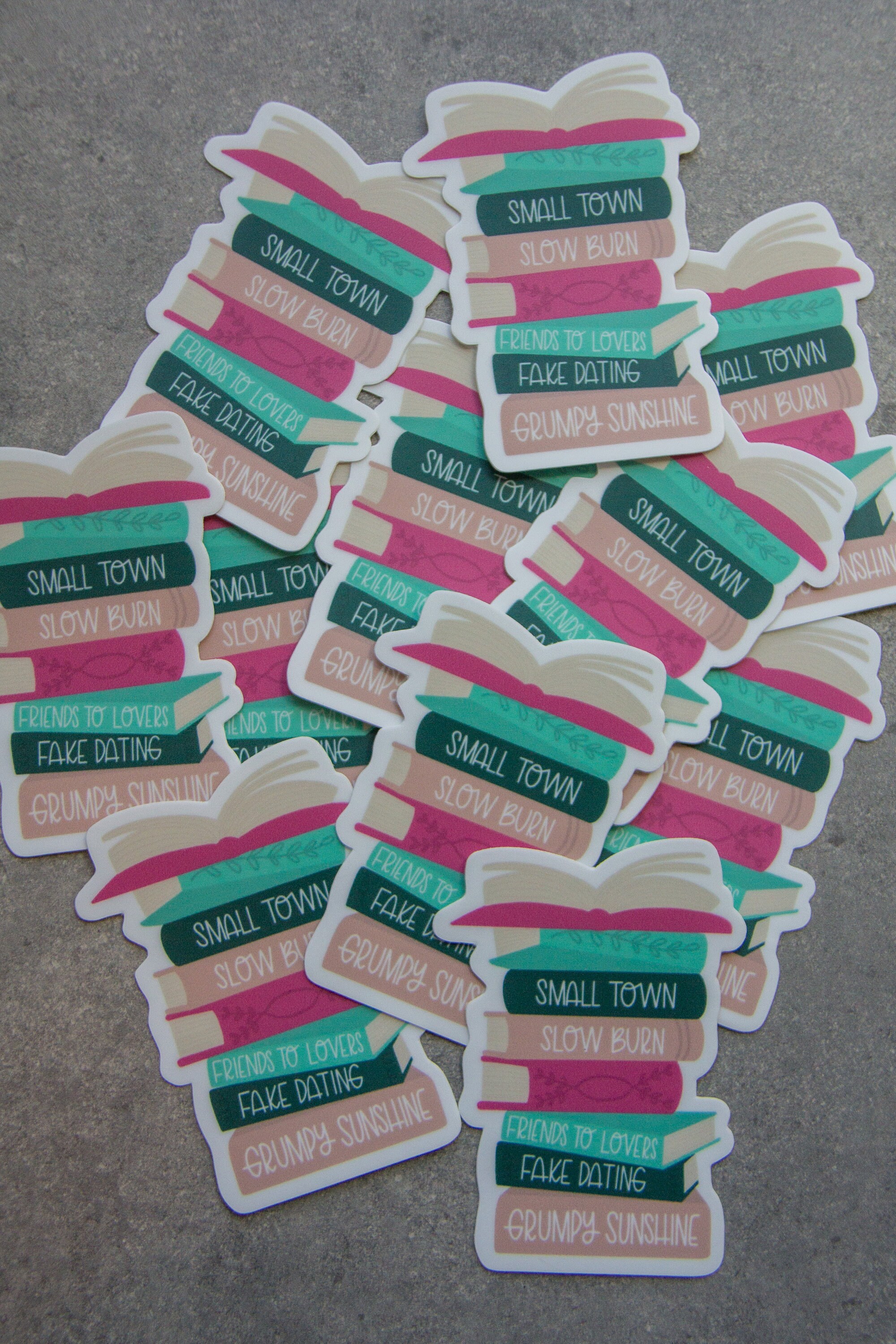 Light Romance Book Stack Sticker Small Town Slow Burn - Etsy