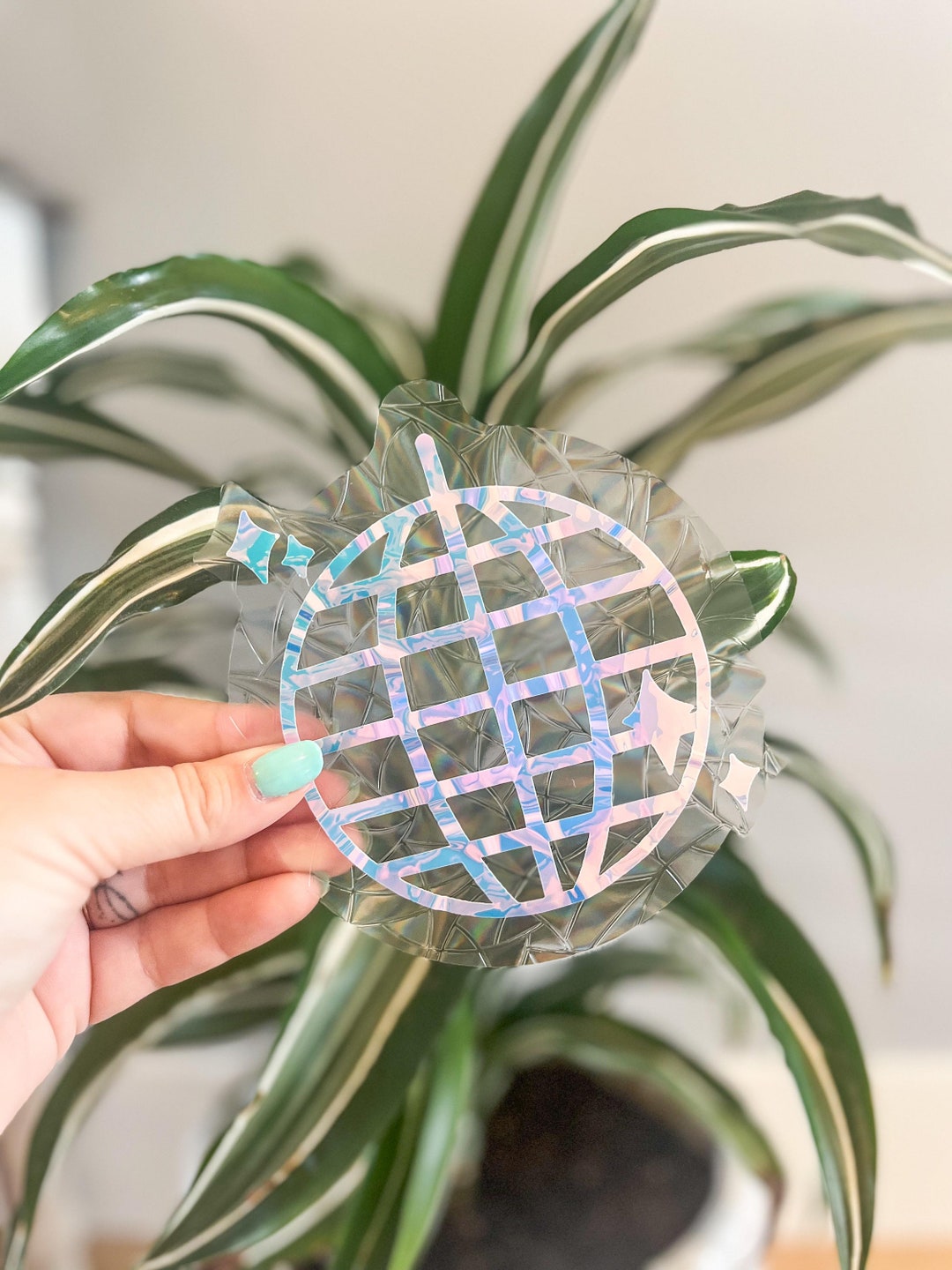 Holographic Disco Inferno Suncatcher Decal | Window Cling, Prismatic ...