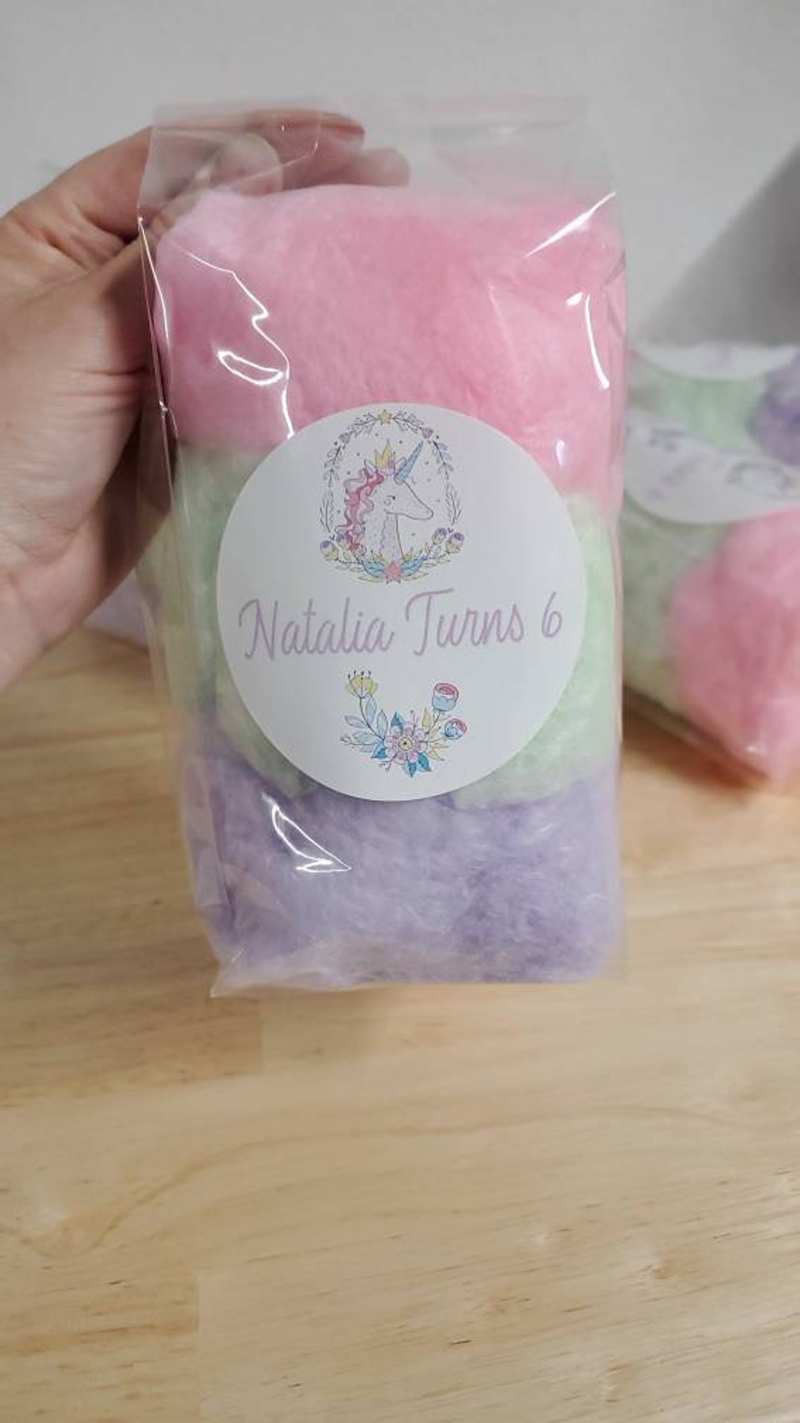 Rainbow Cotton Candy in Flat Bottom Bag, Unicorn Birthday Party, 1st ...