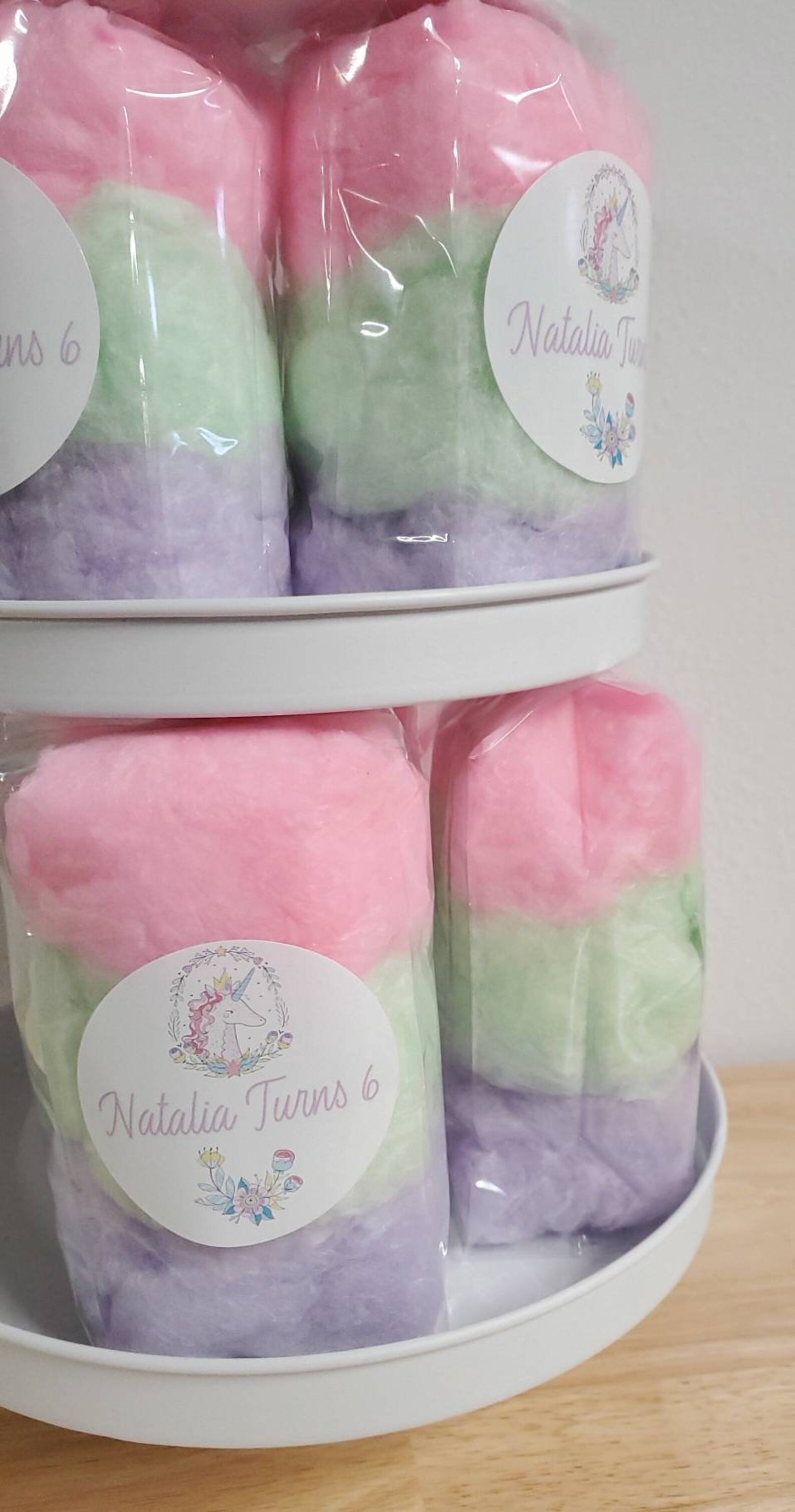 Rainbow Cotton Candy in Flat Bottom Bag, Unicorn Birthday Party, 1st ...