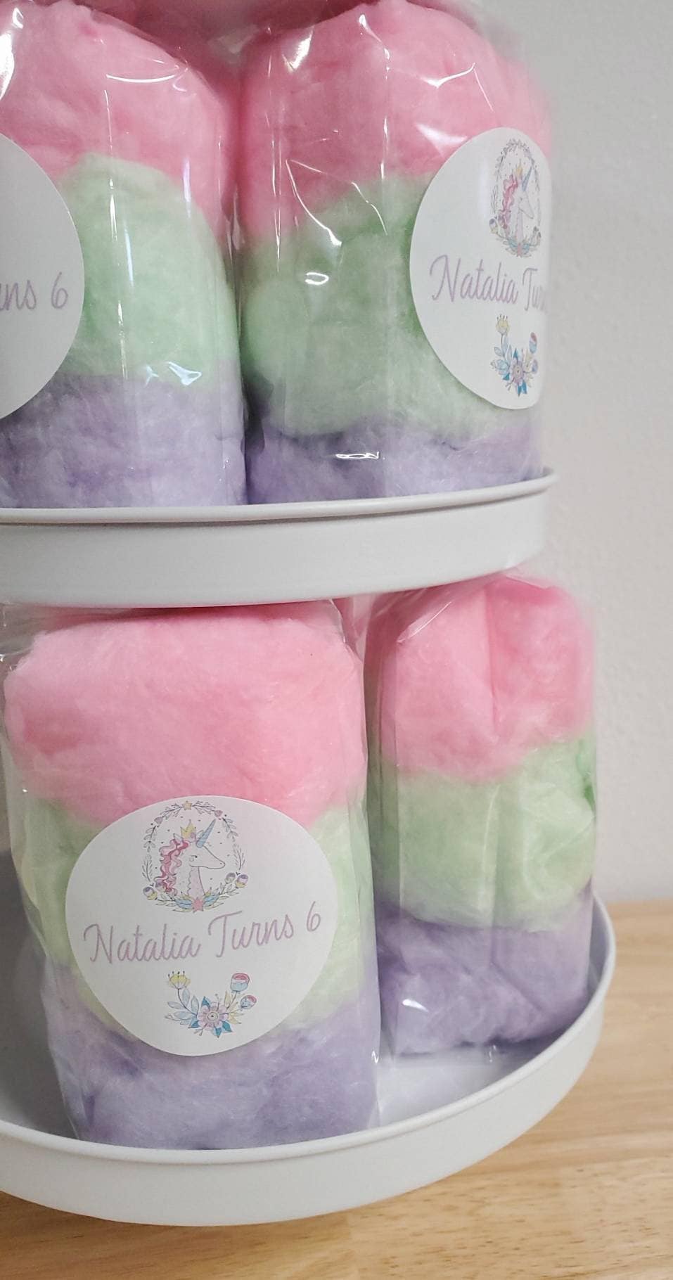 Rainbow Cotton Candy in Flat Bottom Bag, Unicorn Birthday Party, 1st ...