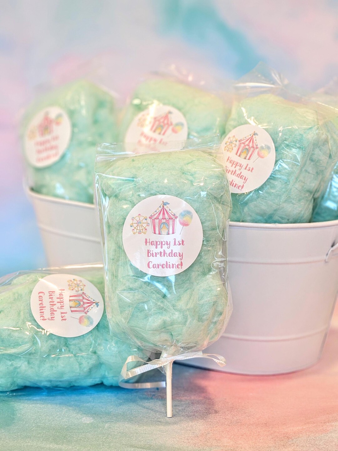 Teal Cotton Candy, Cotton Candy on a Stick, Bagged Cotton Candy, Party ...