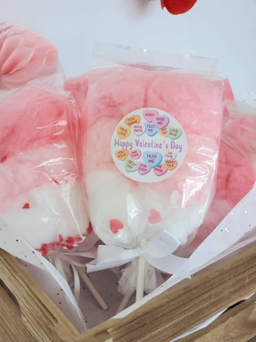 Valentine Cotton Candy on a Stick, Galentines Day, Ombré Cotton Candy ...