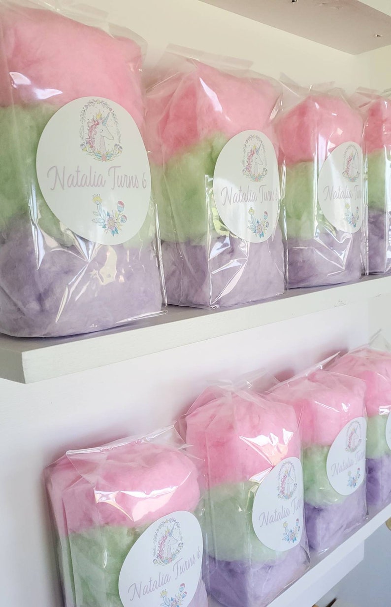 Rainbow Cotton Candy in Flat Bottom Bag, Unicorn Birthday Party, 1st ...