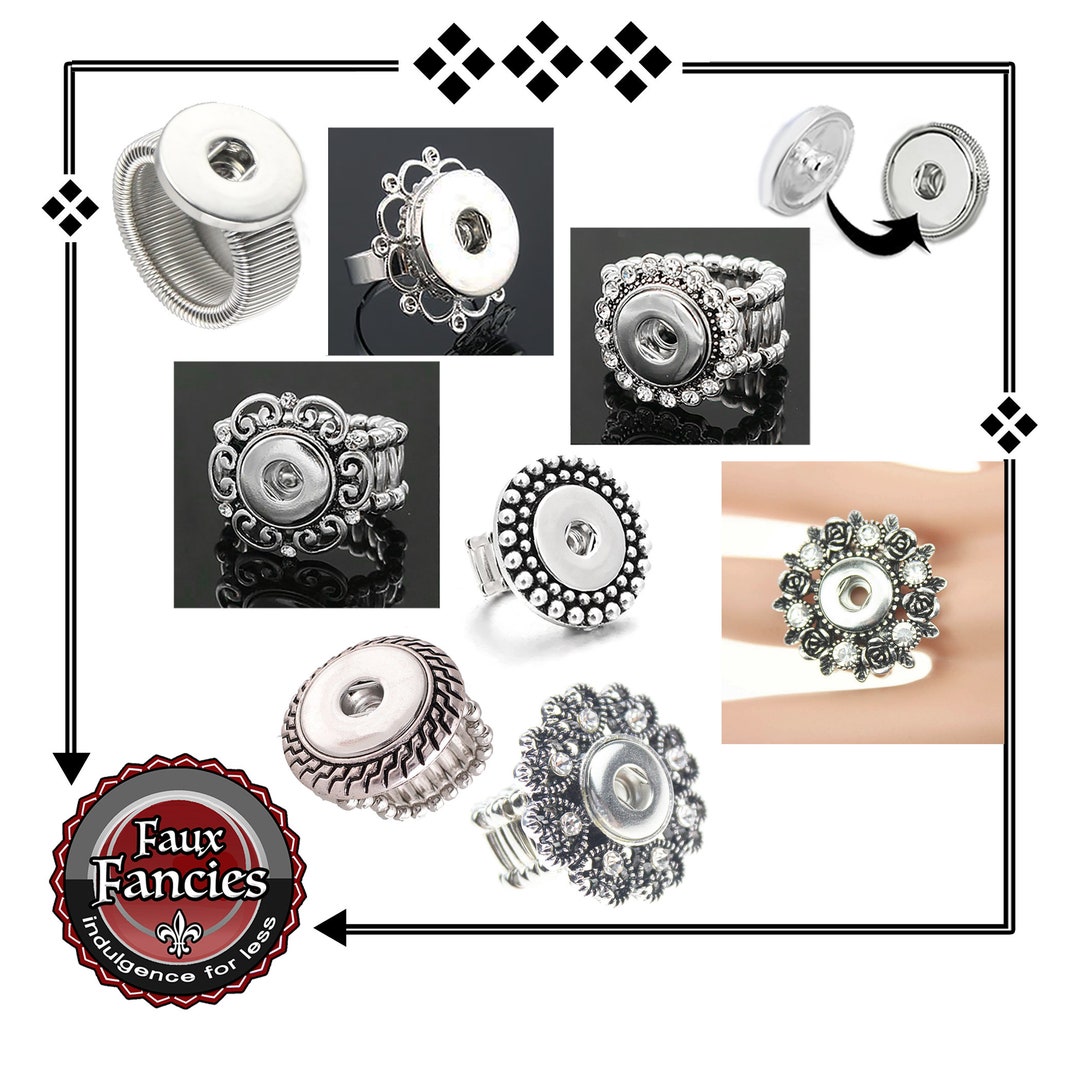 Snap Button Rings, 18mm & 12mm Snap Button Ring, Ginger Snap, Snap Ring ...