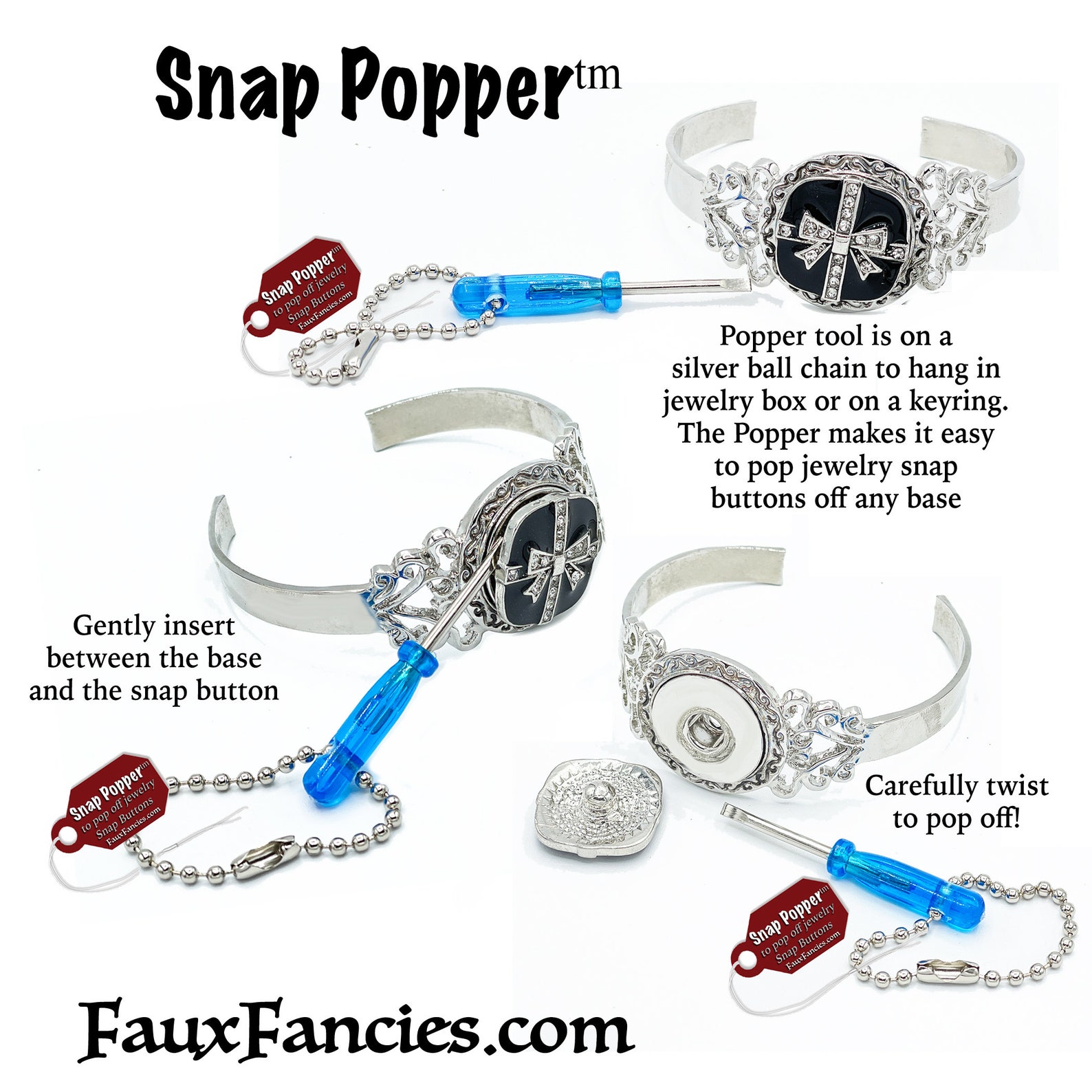 STUNNING Black and Silver Snap Buttons, RHINESTONE Ginger Snap, Snap ...