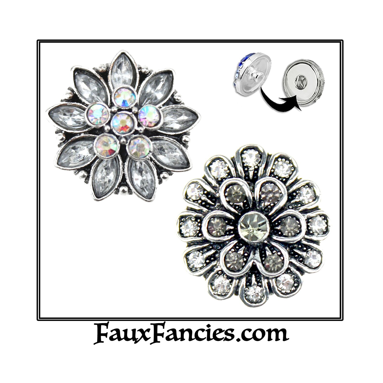 SNAP Buttons CRYSTAL Snaps Rhinestone Ginger Snaps Snap on - Etsy