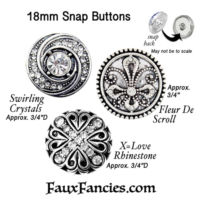 Rhinestone and Crystal SNAP Buttons Rhinestone Ginger Snaps | Etsy