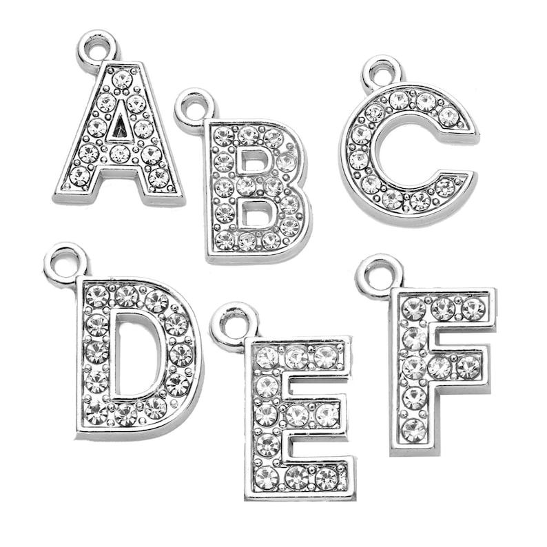 Dangle Letter Charms Rhinestone Charms Initial Charms - Etsy