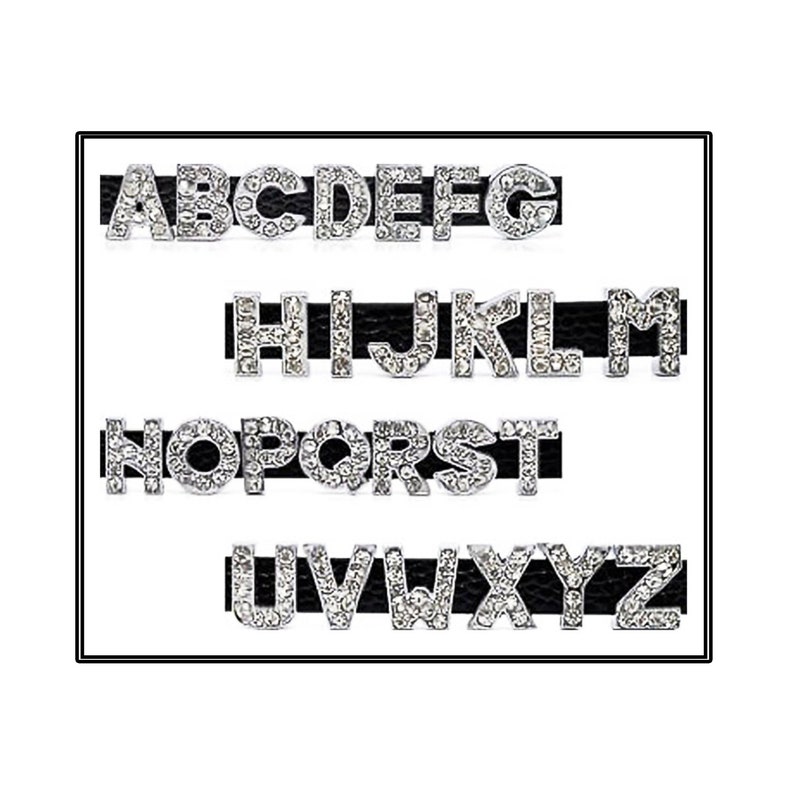 8mm Rhinestone Slide Letter Charms Slider Alphabet MULTIPLE - Etsy