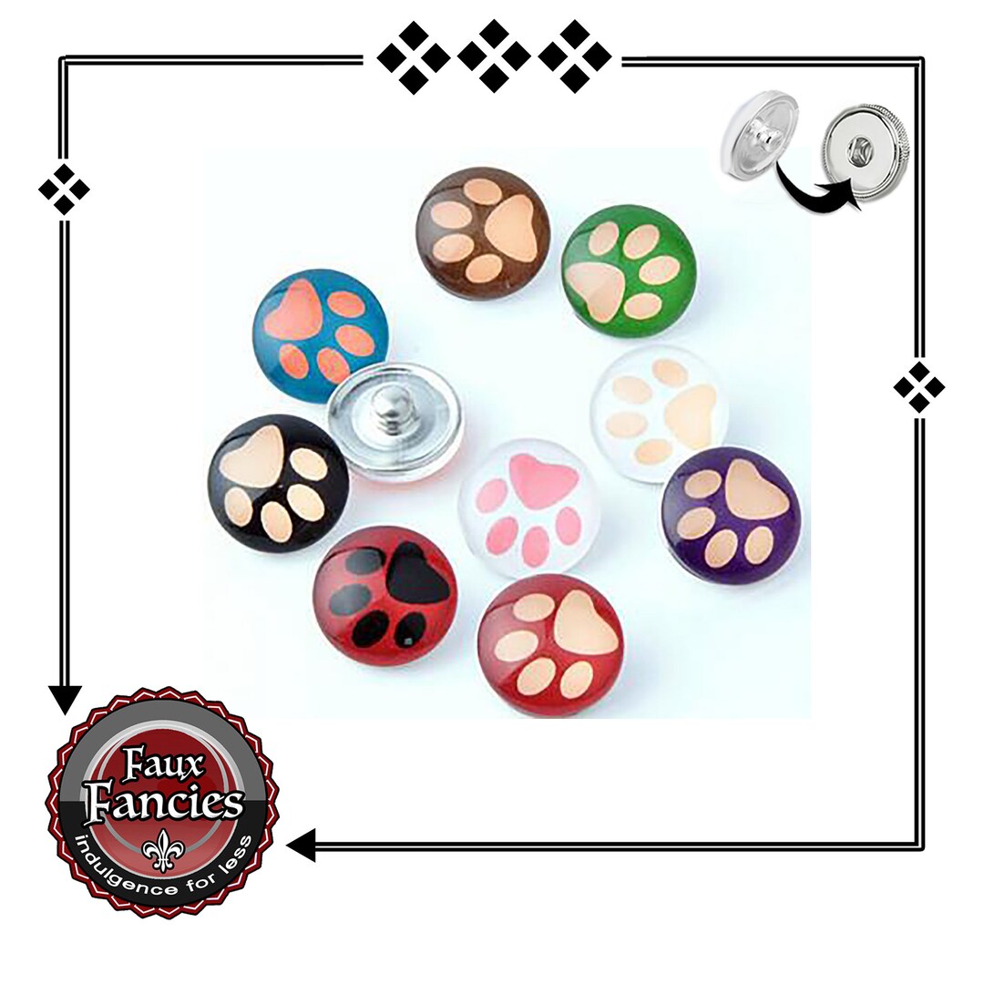 Snap Button PET PAWS! Pet Ginger Snaps, Pet Snap Charms, # ...