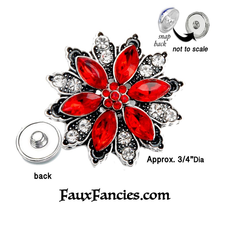 FLOWER Snap Buttons Red Flower Ginger Snaps 18mm Snap - Etsy