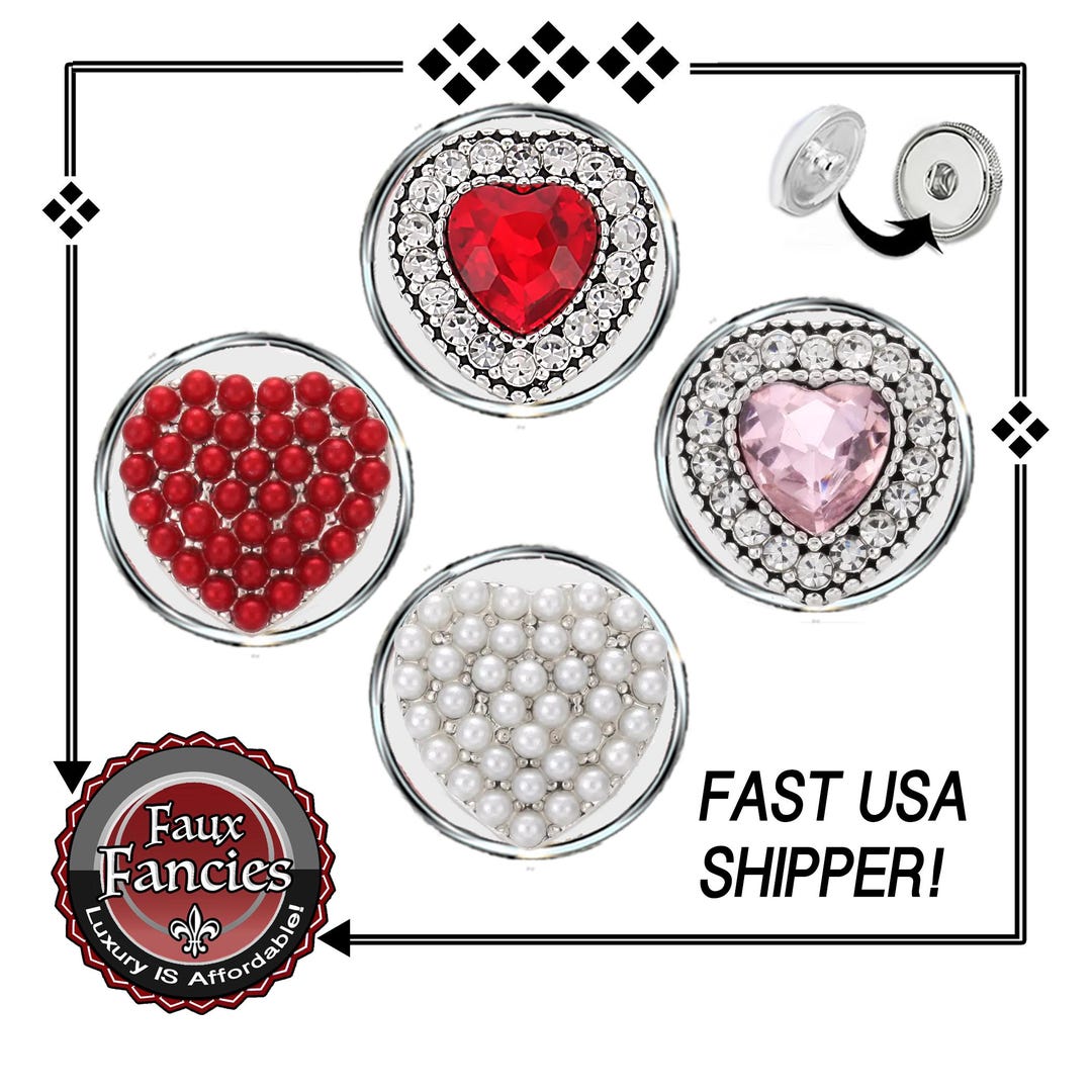 EXCLUSIVE! Beautiful HEART Snap Button, 18mm Ginger Snap, Snap Charm ...