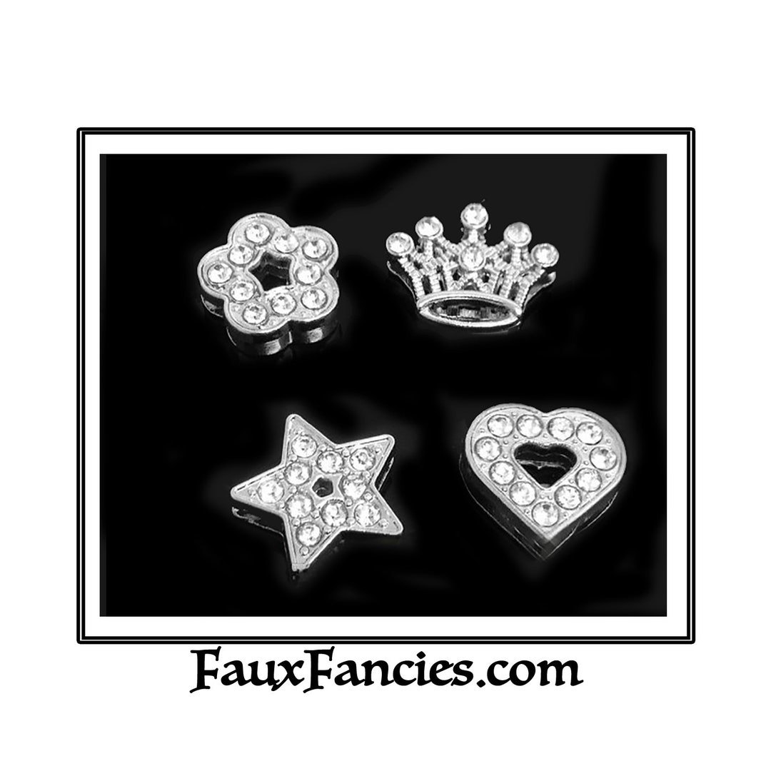 Rhinestone 8mm Slider Charms, Slide Charm, Slider Flower, Crown Charm ...