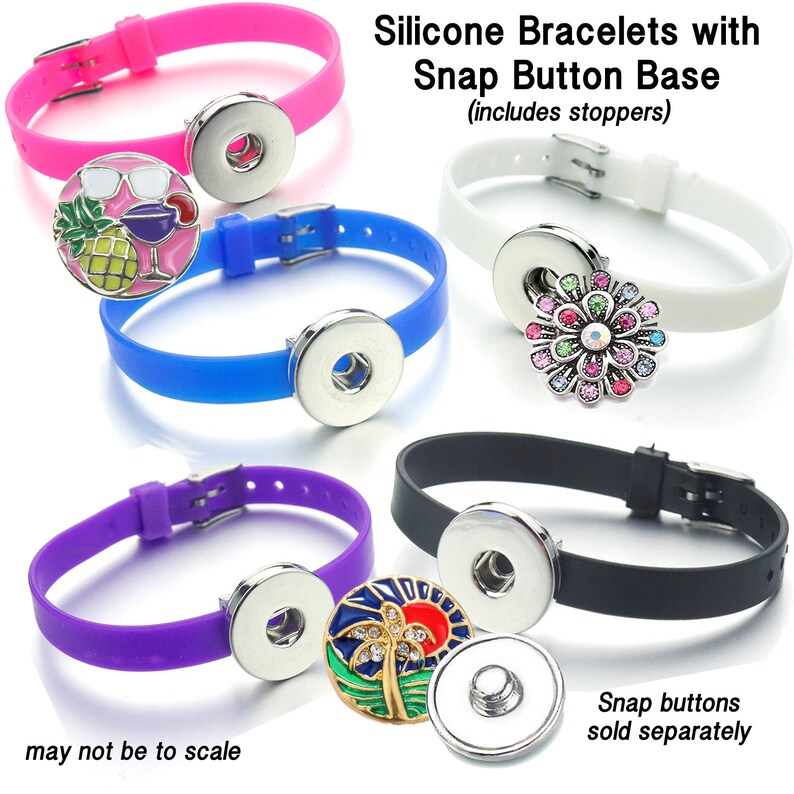 Silicone BRACELET 18mm Snap Base 8mm Bracelet Slide | Etsy