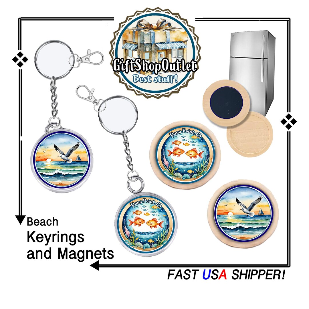 BEACH Handmade Magnet, PELICAN Handmade Magnet, SAILBOAT Magnet, Beach ...