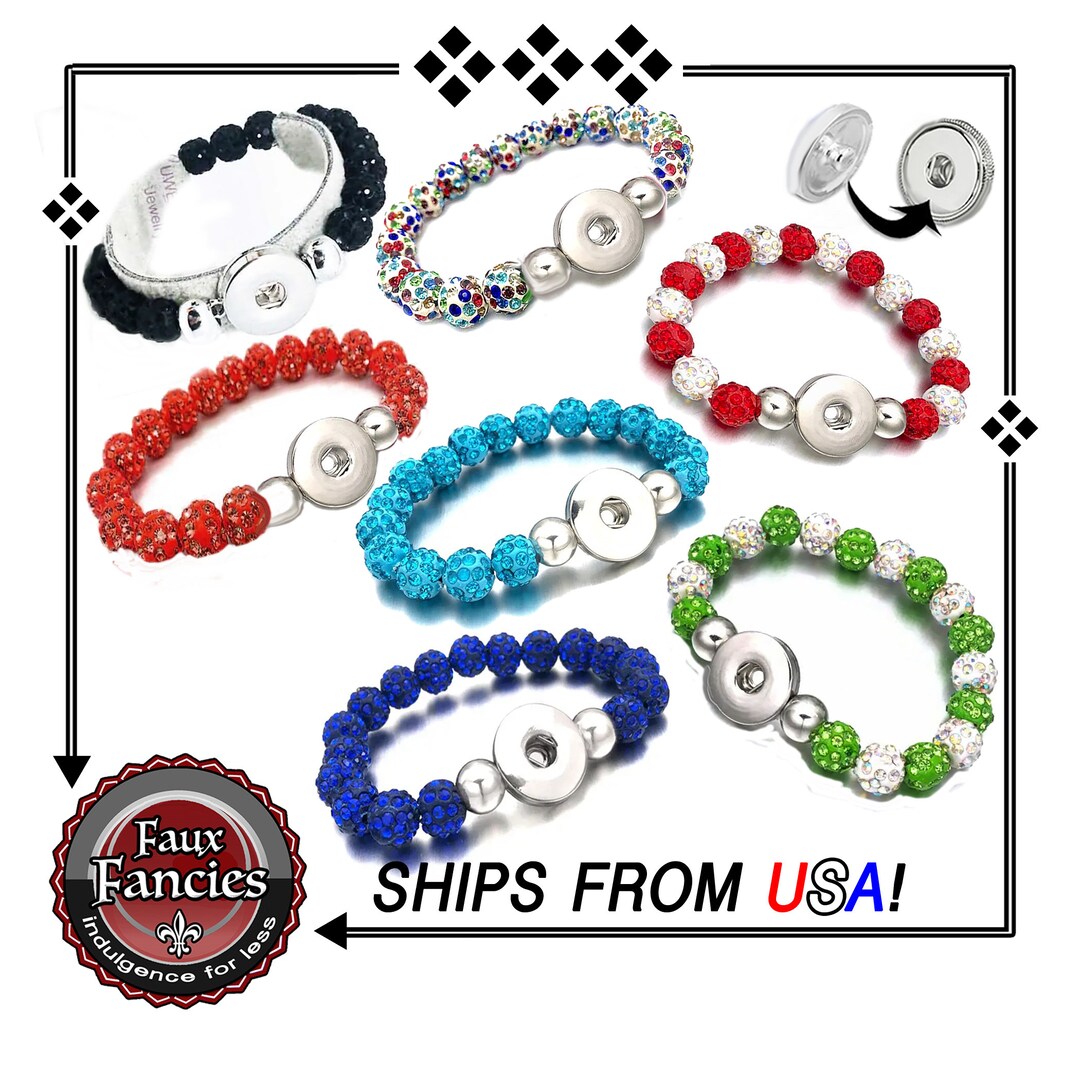 Crystal RHINESTONE Snap Button Bracelets, 18mm Ginger Snap. Crystal ...